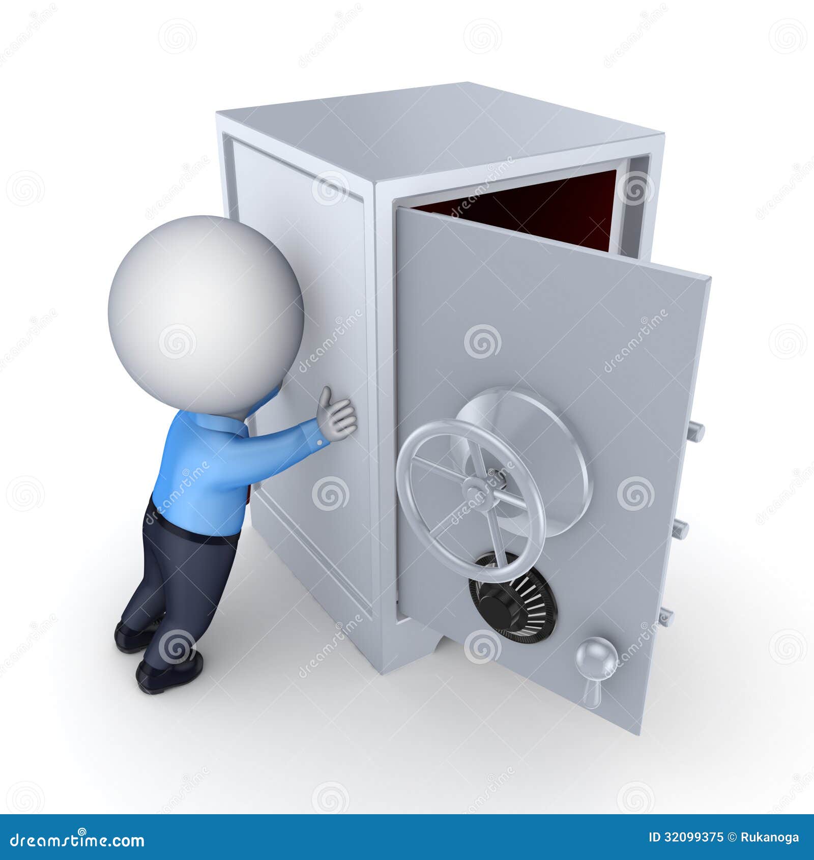 3d Small Person and Iron Safe. Stock Illustration - Illustration of ...
