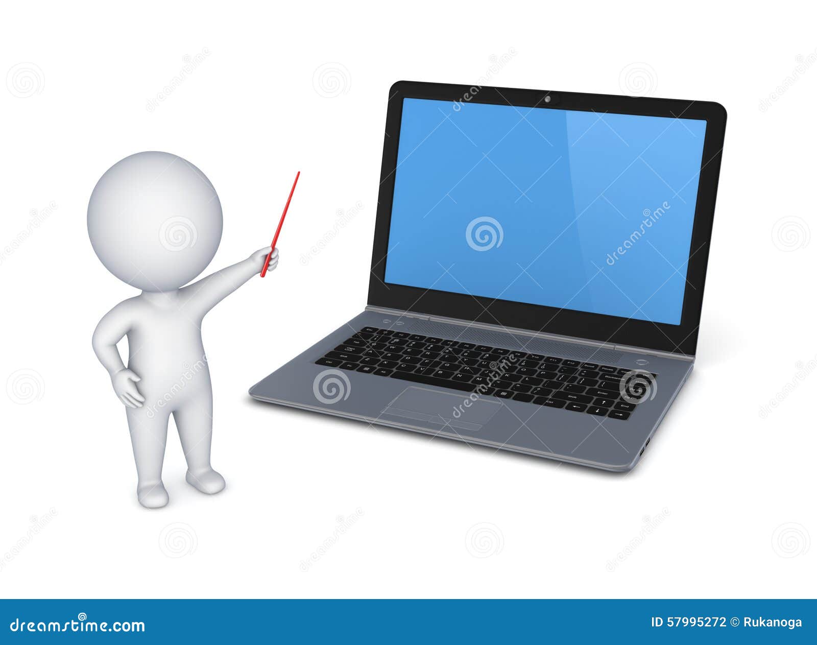 3d Small Person and Modern Laptop Stock Illustration - Illustration of ...