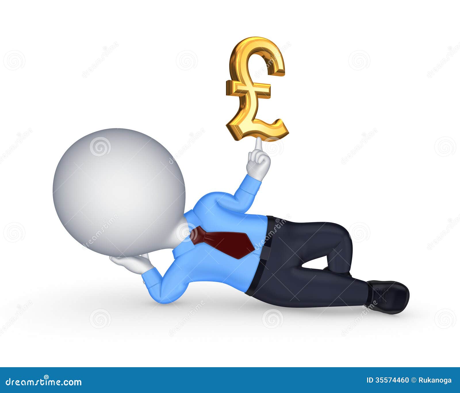 3d Small Person with Sign of Pound Sterling. Stock Illustration ...