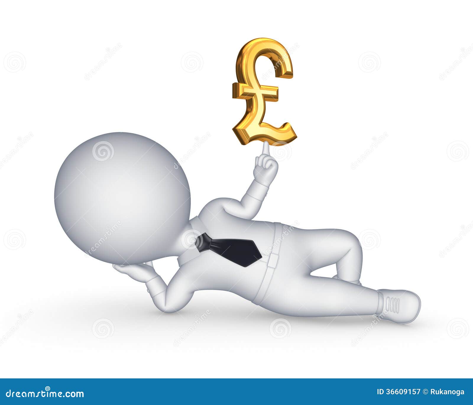 3d Small Person with Sign of Pound Sterling. Stock Illustration ...
