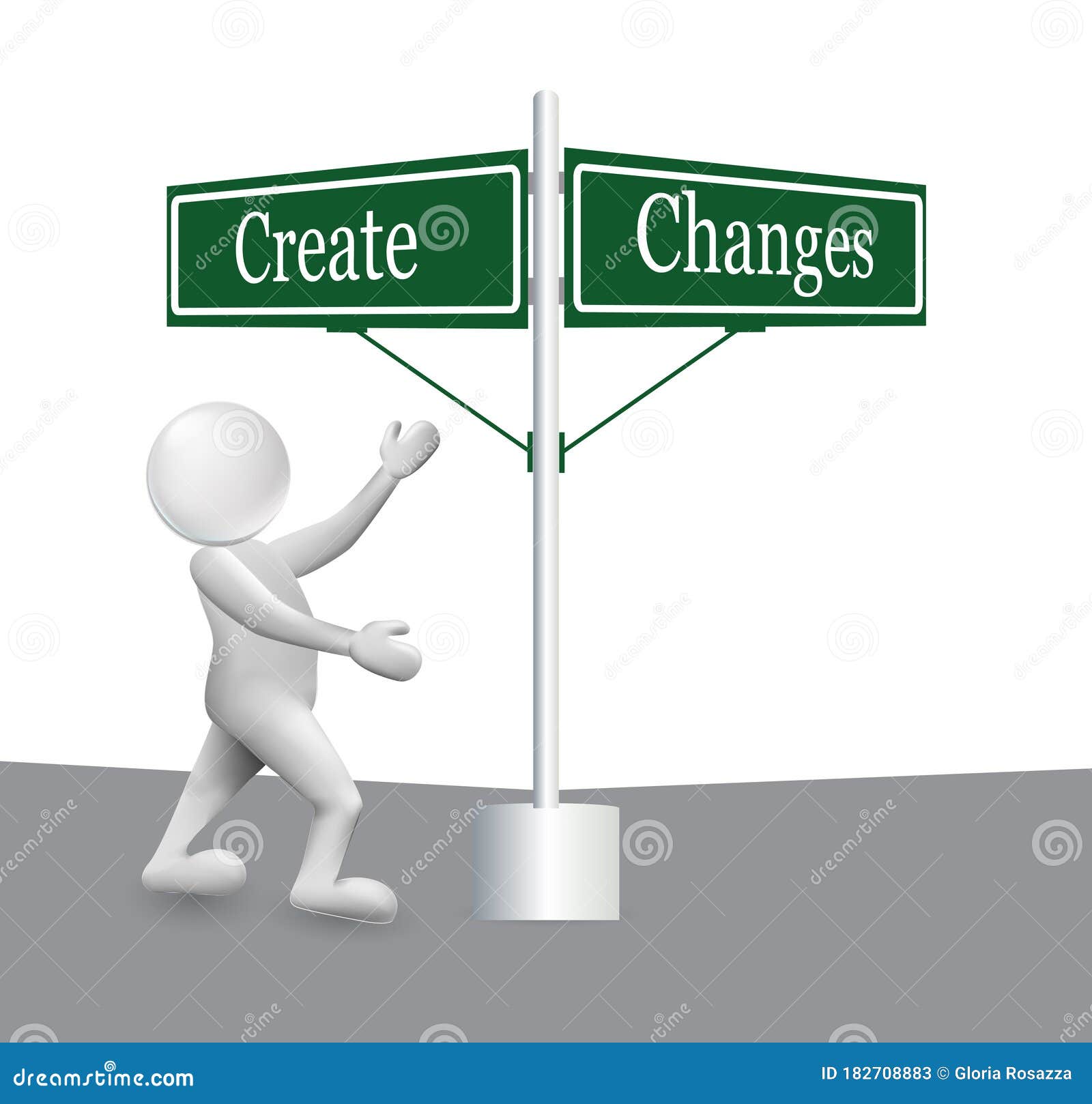 3D Small White People with Signs To Create Changes Stock Vector ...