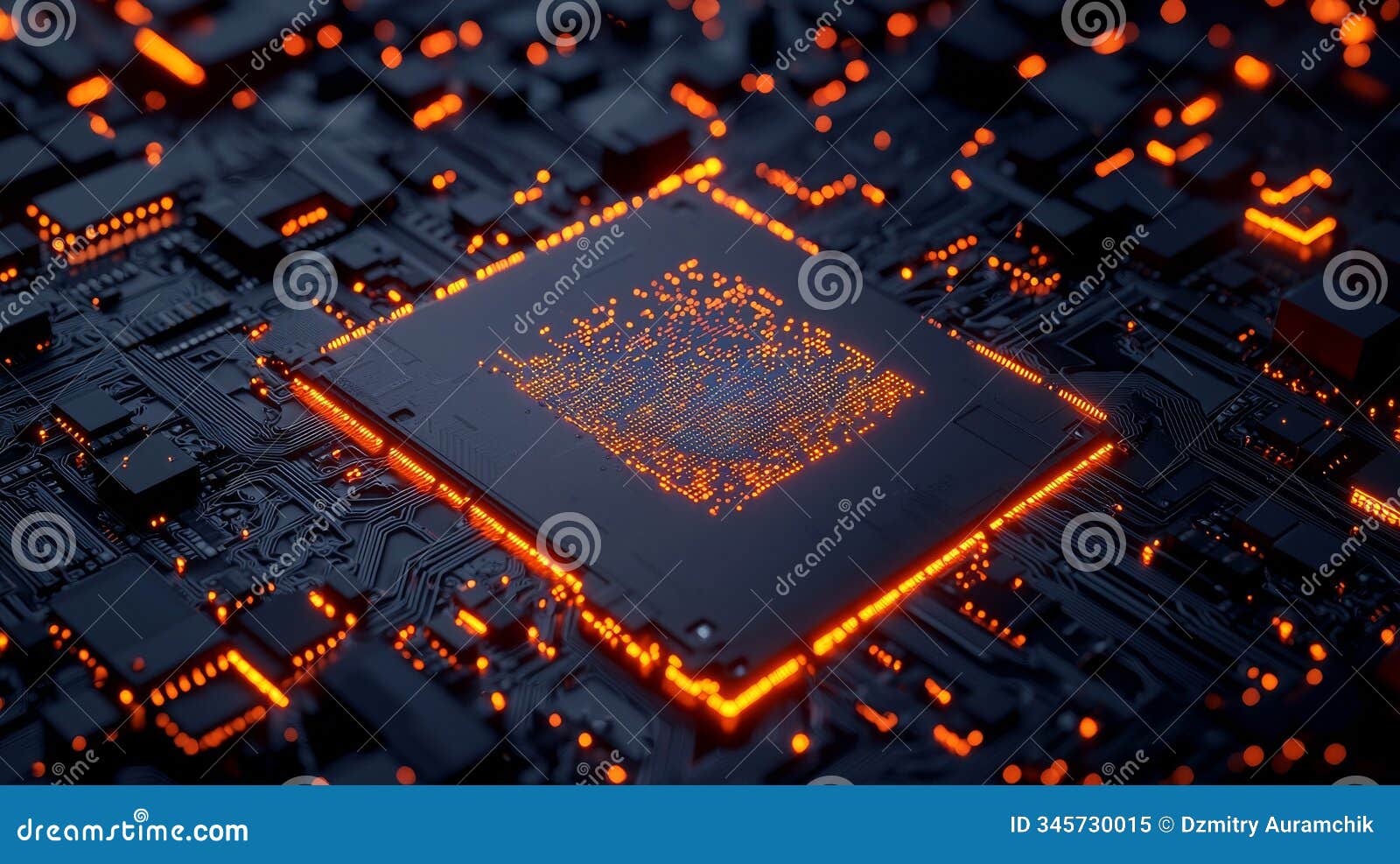 In 3D, a Smart Chip Processor Illustration Represents Big Data ...