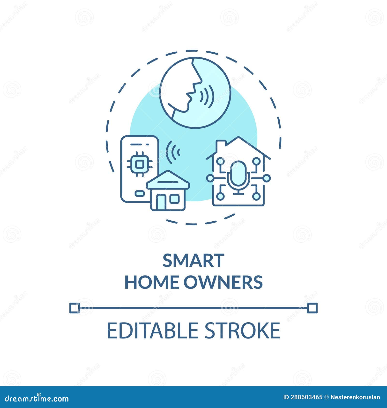 2D Smart Home Owners Thin Line Blue Icon Concept Stock Illustration ...