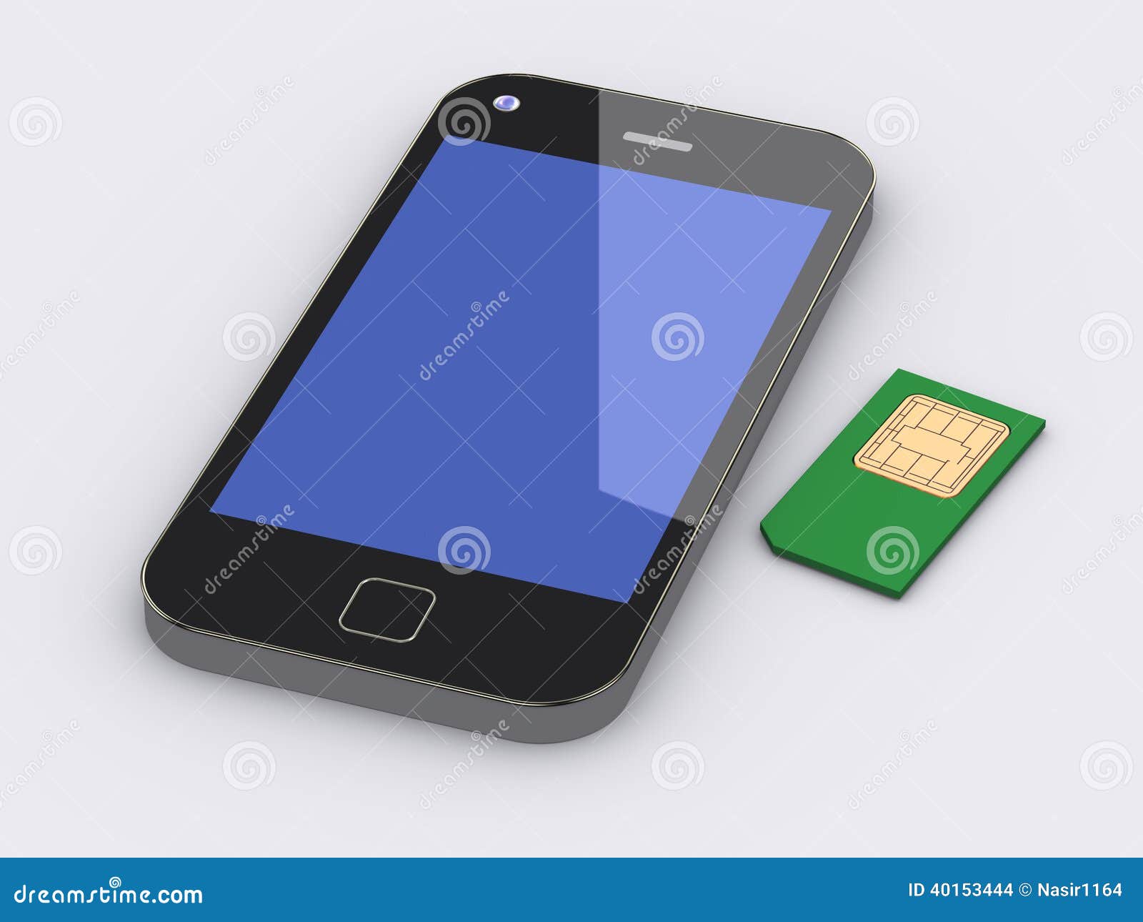 3d Smart Mobile Phone and Sim Card Stock Illustration - Illustration of ...