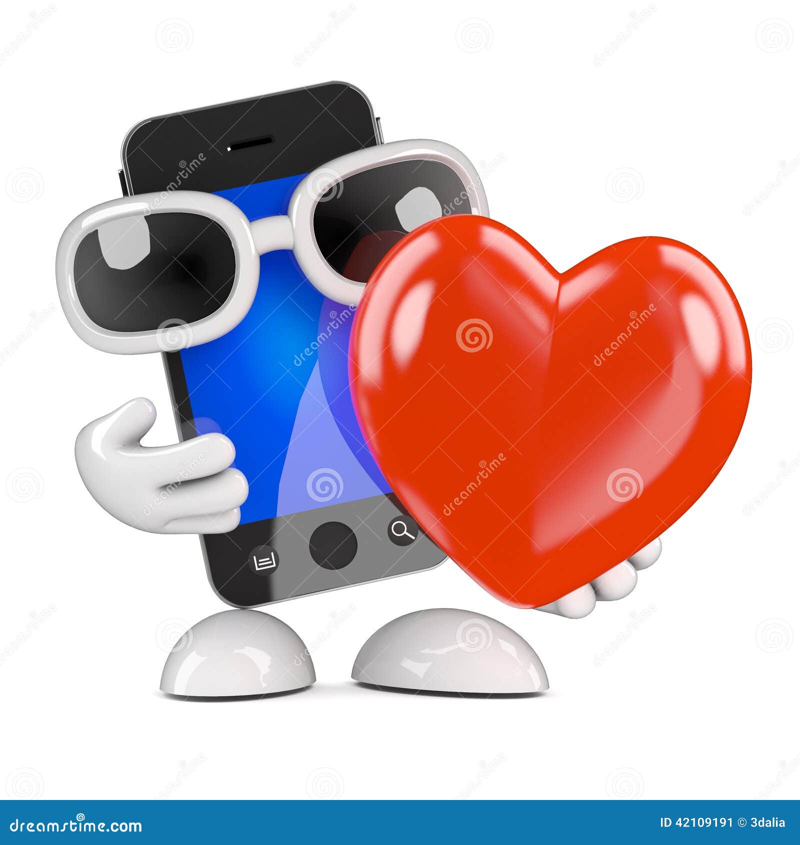 3d Smartphone with a Big Red Heart Stock Vector - Illustration of ...