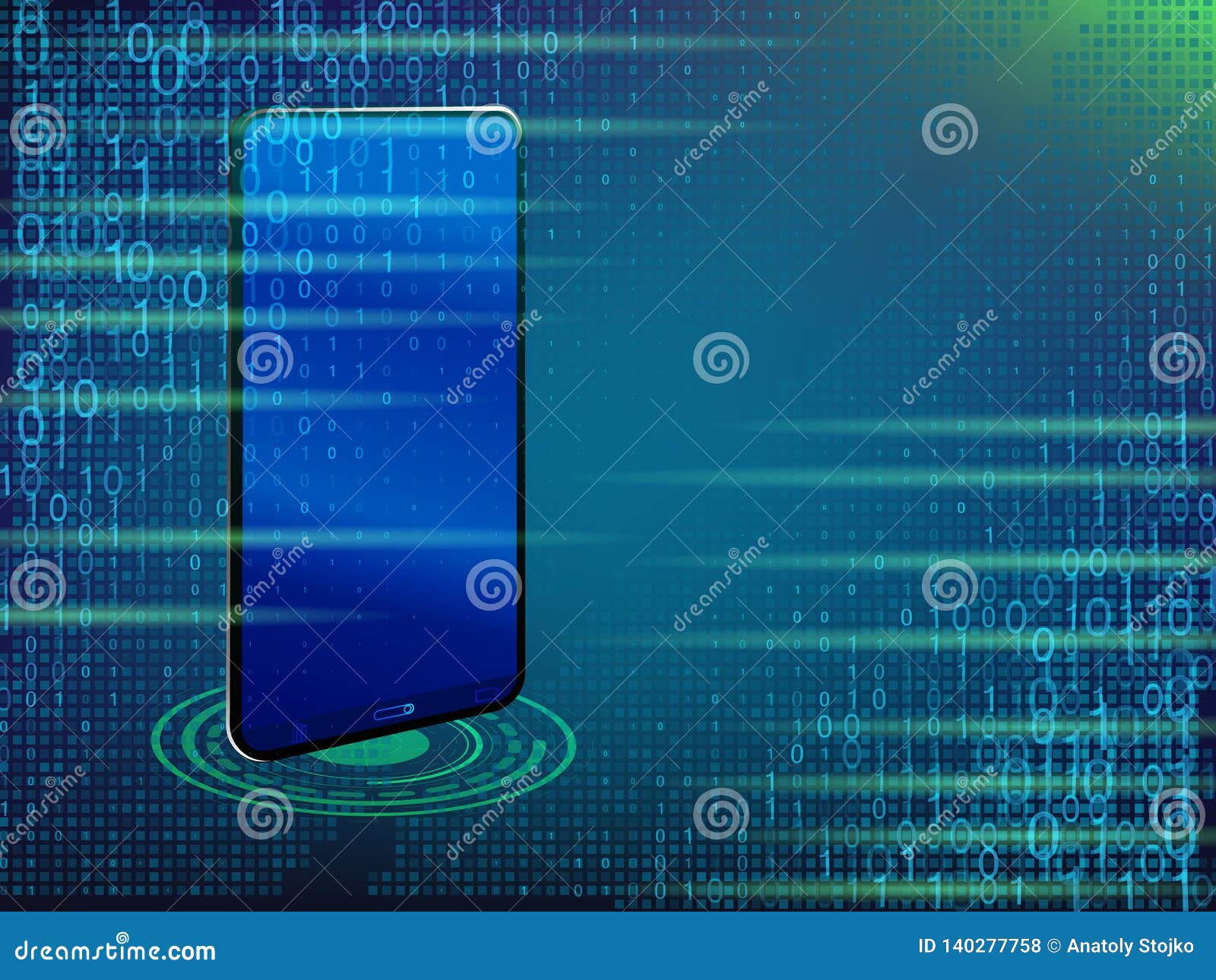 3d Smartphone and Binary Code Numbers Background. Vector Illustration ...