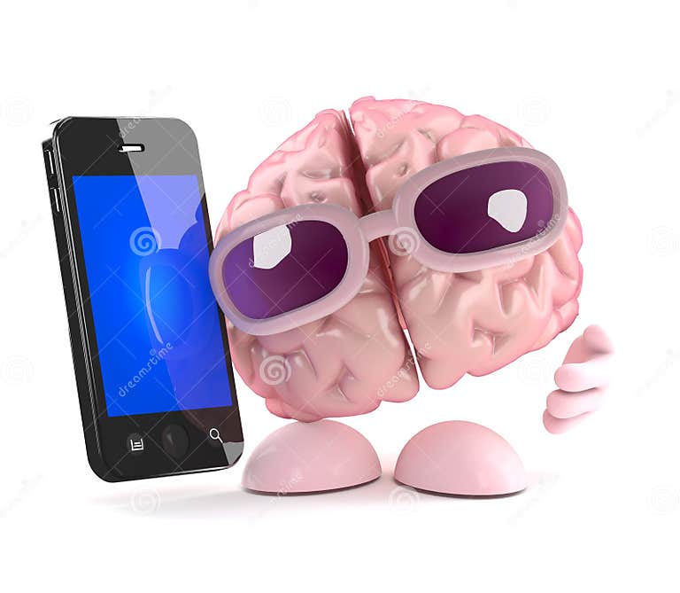 3d Smartphone brain stock vector. Illustration of health - 41114953