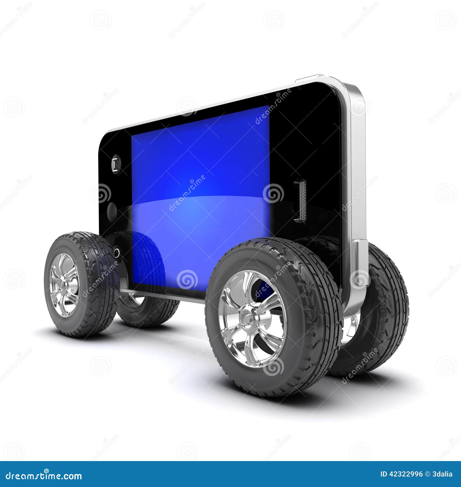 3d Smartphone with Car Wheels Stock Illustration - Illustration of ...