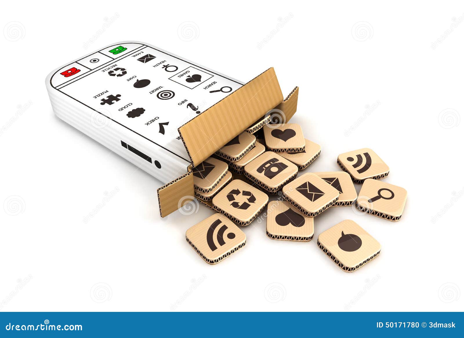 3d Smartphone Cardboard Box Stock Illustration - Illustration of ...