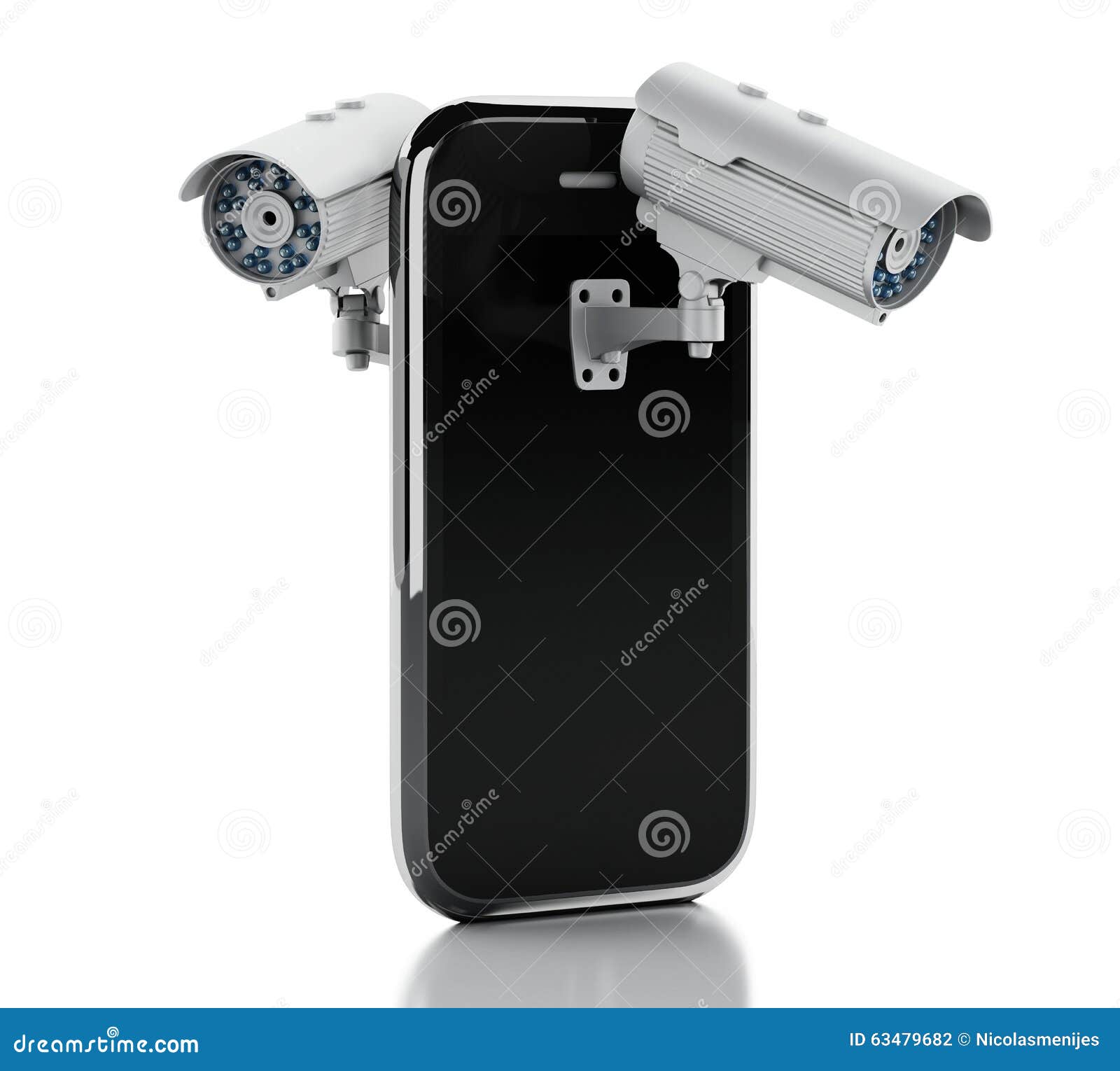 3d Smartphone with CCTV Camera. Mobile Security Concept. Stock ...