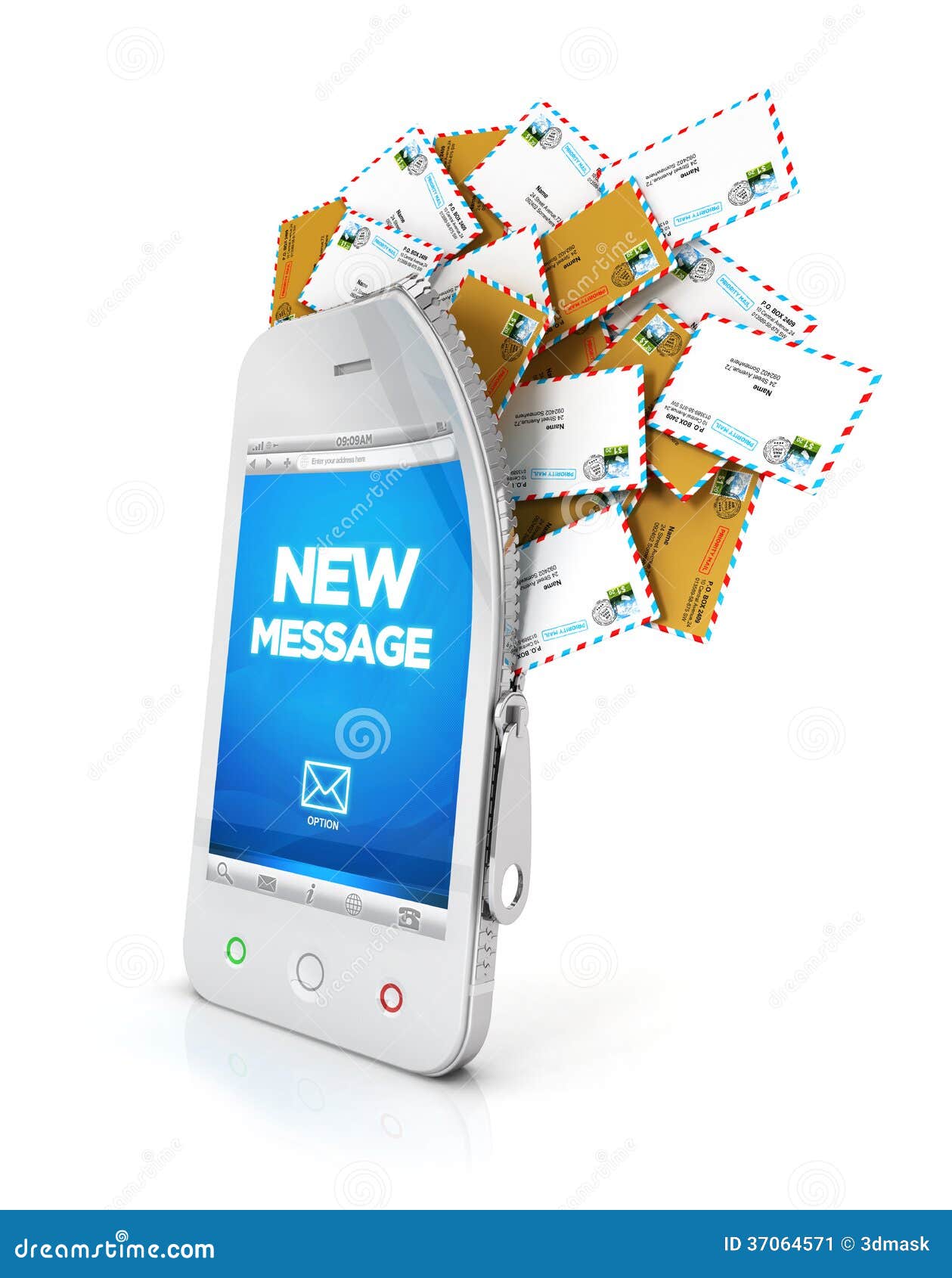 3d Smartphone with Cloud of Messages Stock Illustration - Illustration ...