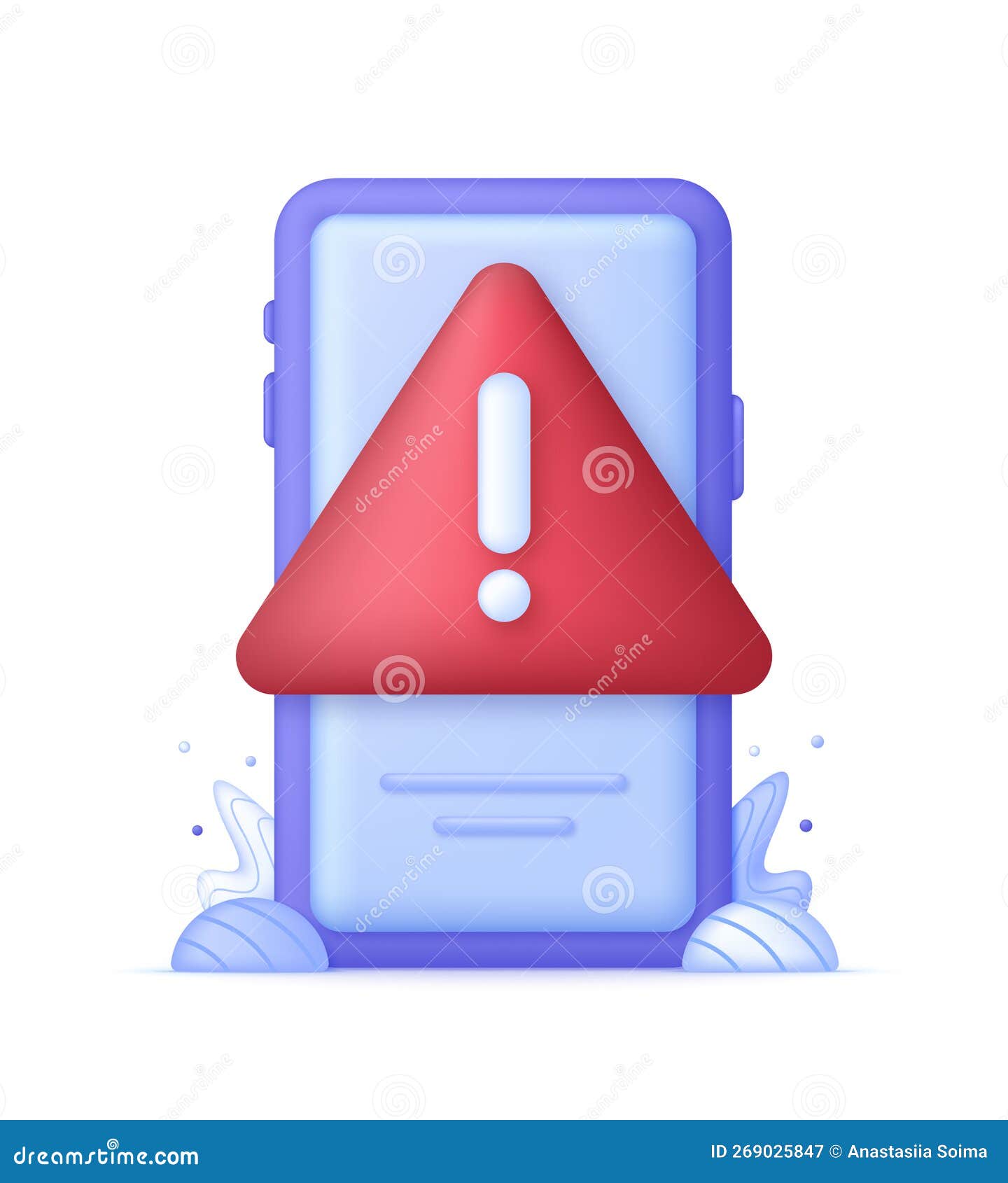 3D Smartphone with Exclamation Sign. Mobile Phone Alert Notification ...