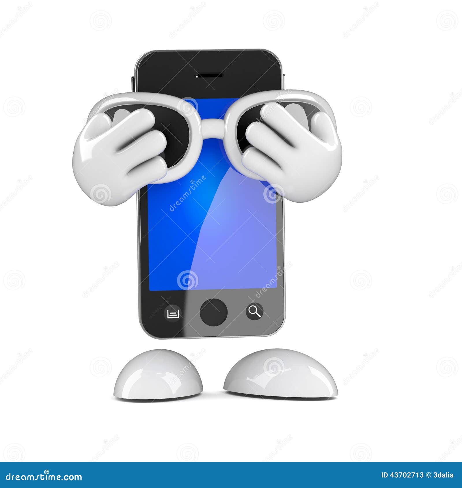 3d Smartphone Hides His Face Stock Illustration - Illustration of wifi ...
