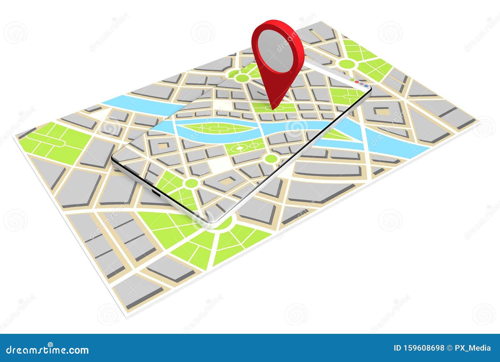 3D Smartphone, Map - Location Concept Stock Illustration - Illustration ...