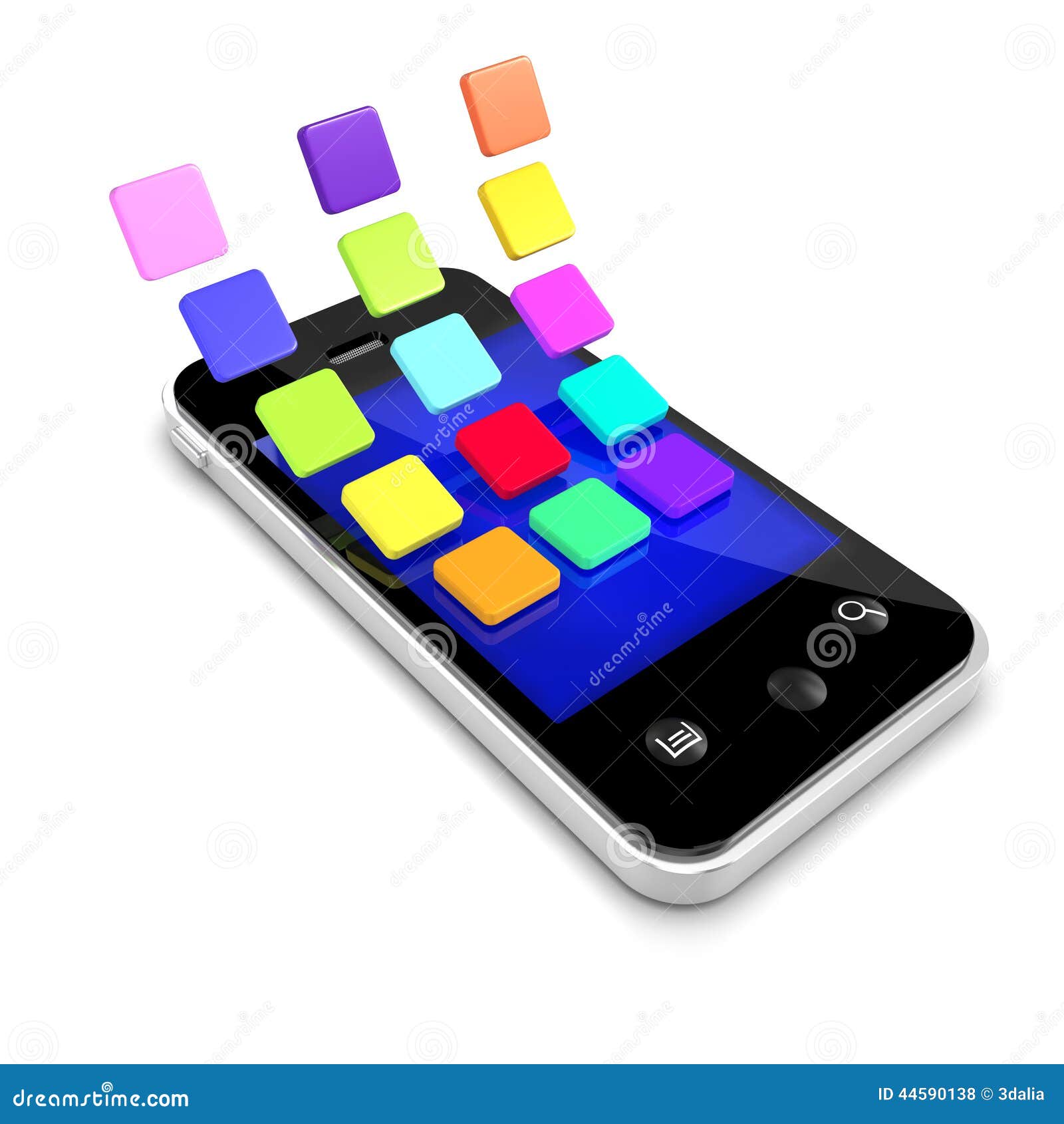 3d Smartphone with Multi Coloured Icons Stock Illustration ...