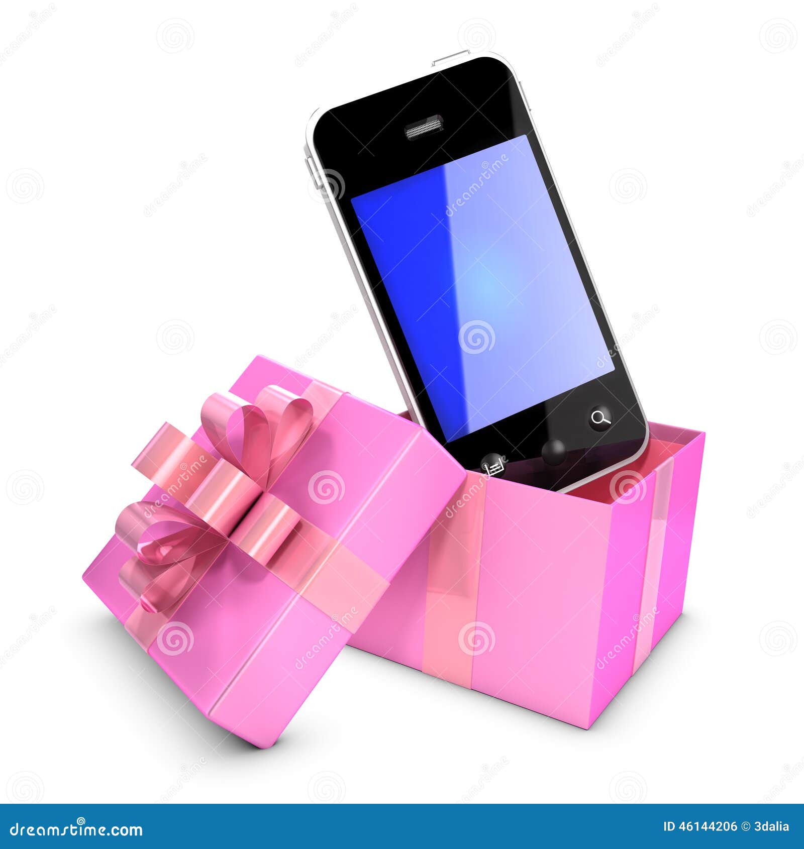 3d Smartphone in Pink Gift Box Stock Illustration - Illustration of ...