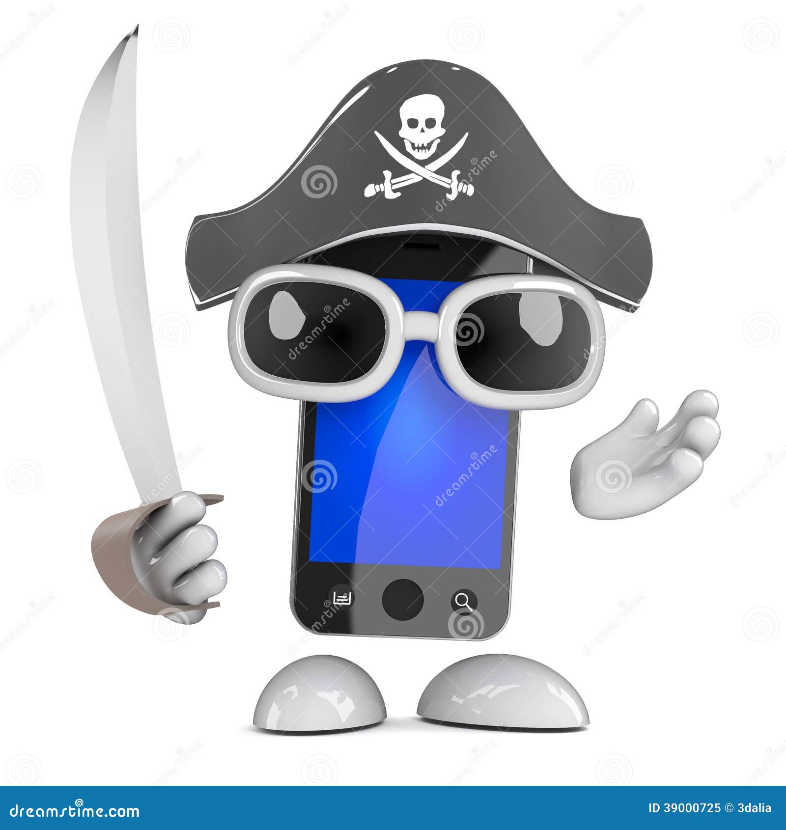 3d Smartphone pirate stock vector. Illustration of character - 39000725