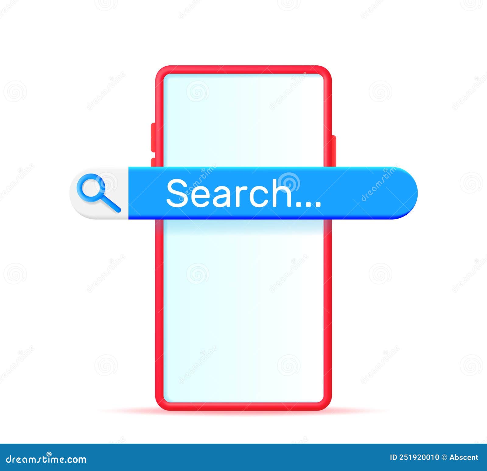 3D Smartphone with Search Bar Isolated. Stock Vector - Illustration of ...