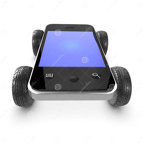 3d Smartphone with wheels stock illustration. Illustration of digital ...