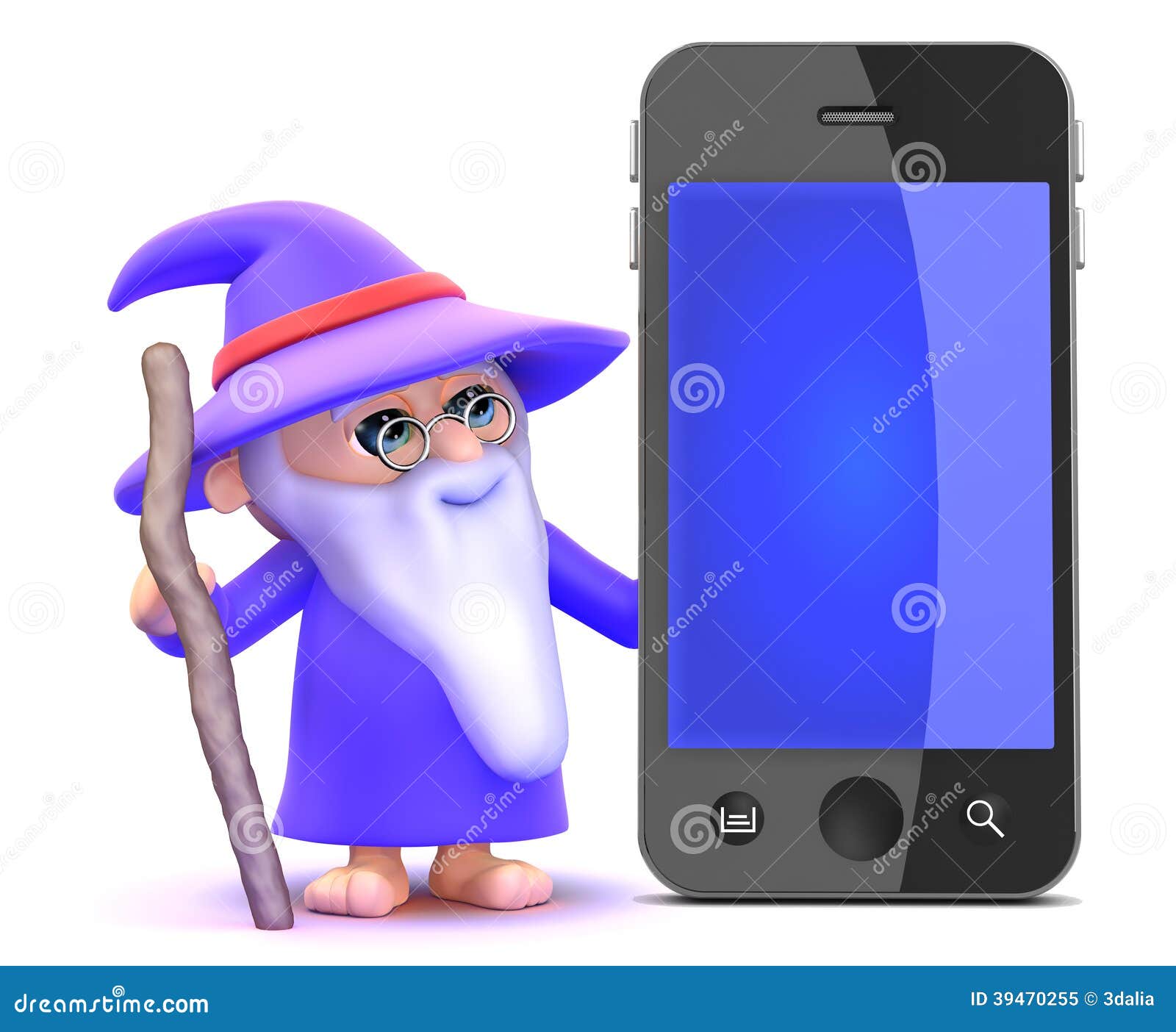 3d Smartphone wizard stock illustration. Illustration of character ...