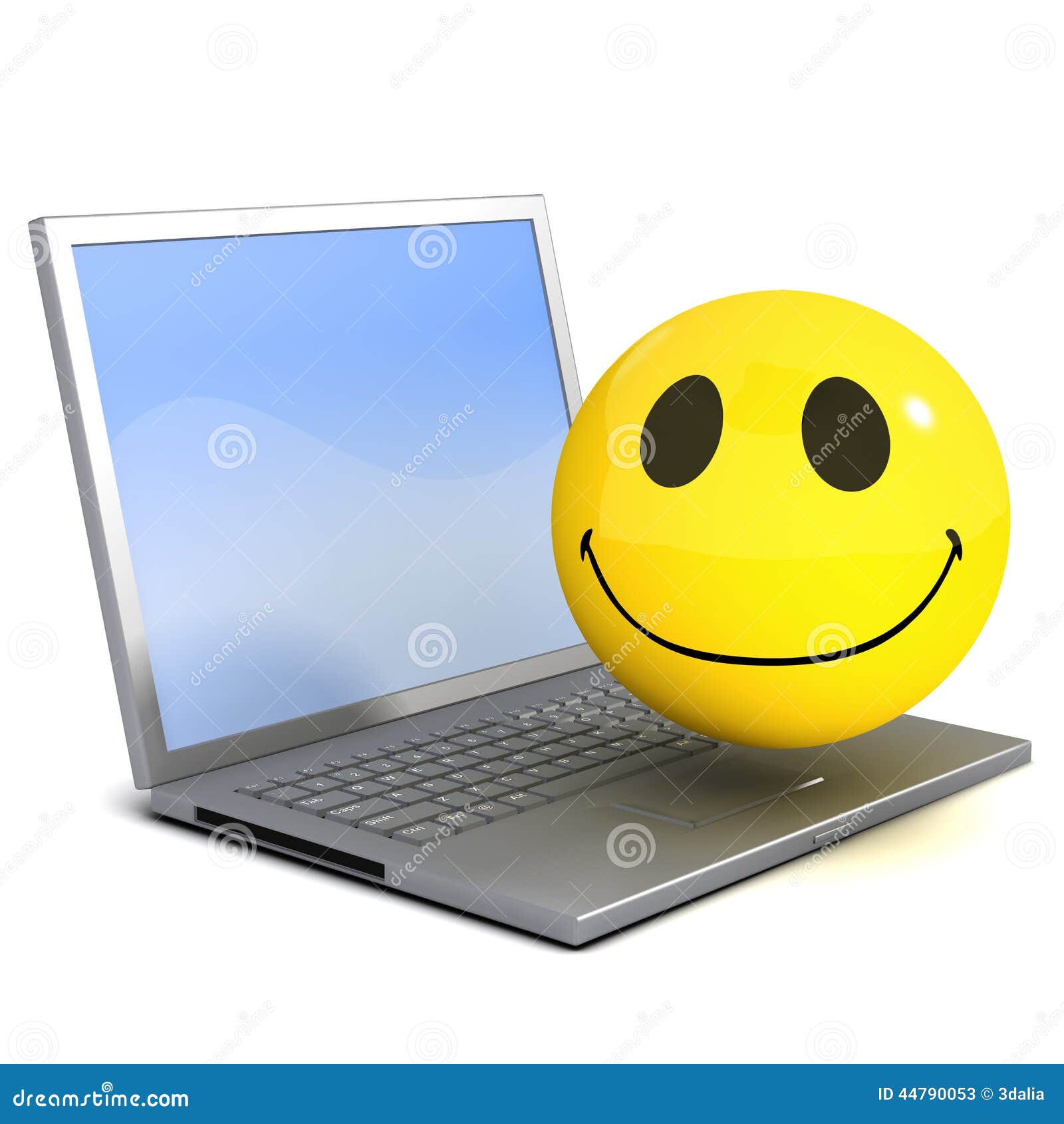 3d Smiley laptop stock illustration. Illustration of happy - 44790053