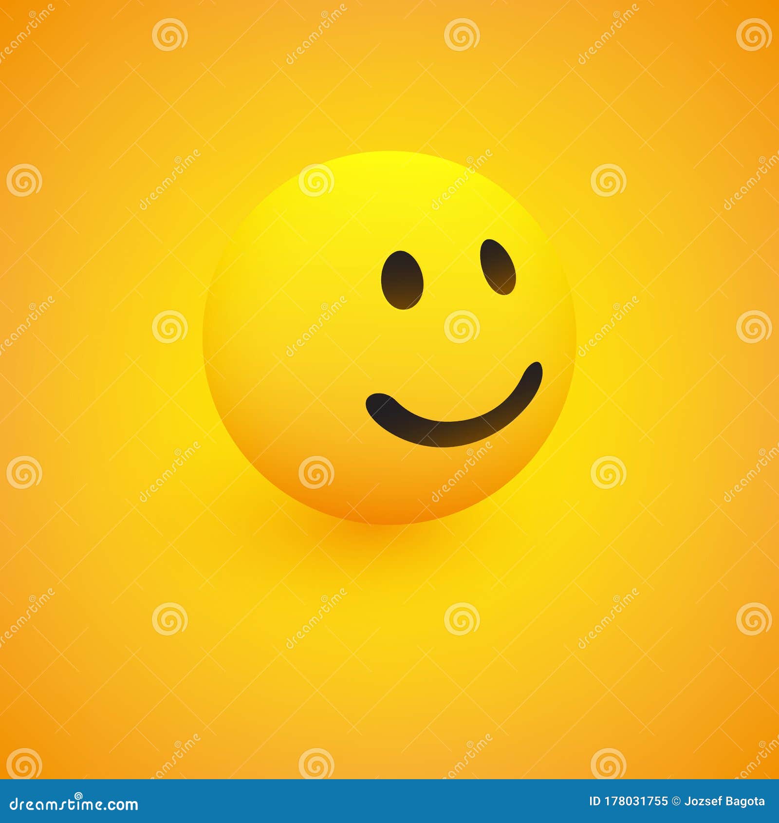 3D Smiling Face, View from Side - Emoticon on Yellow Background, Vector ...