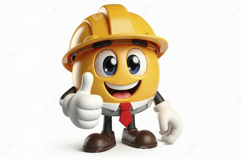 3d Smiling Helmet the Builder Character on a White Background. Ai ...