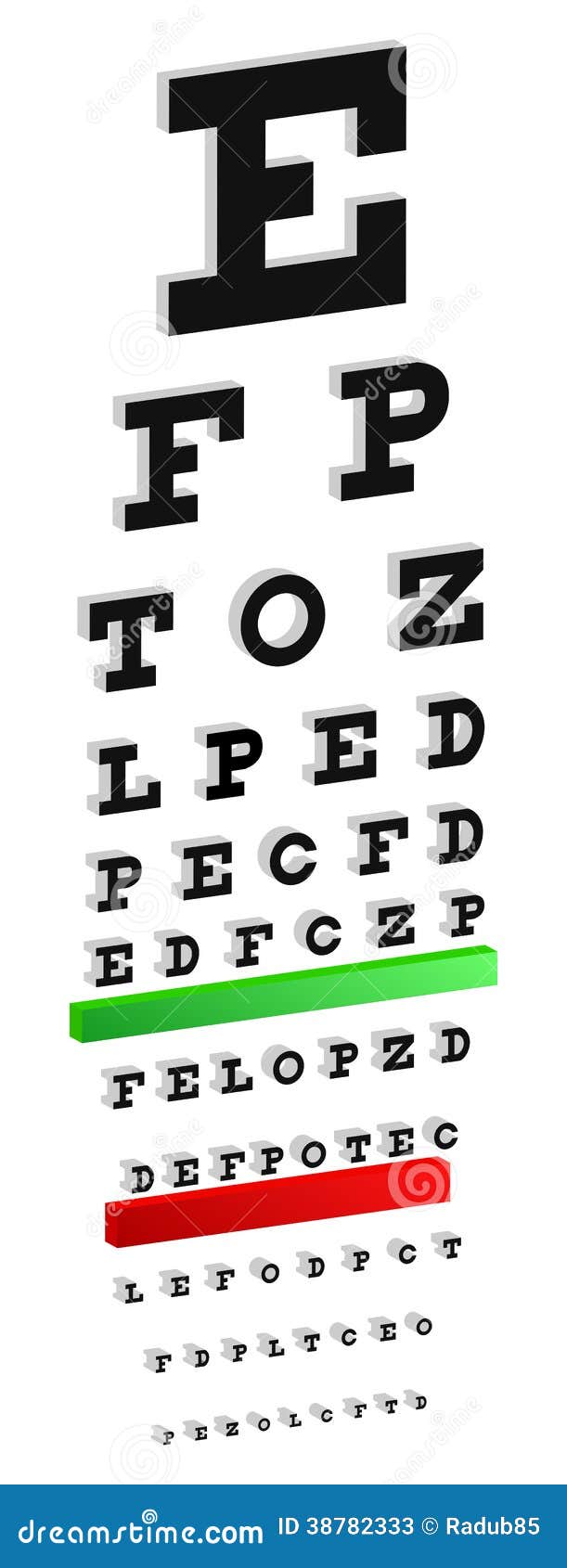 3D Snellen Eye Chart Test stock illustration. Illustration of healthy ...