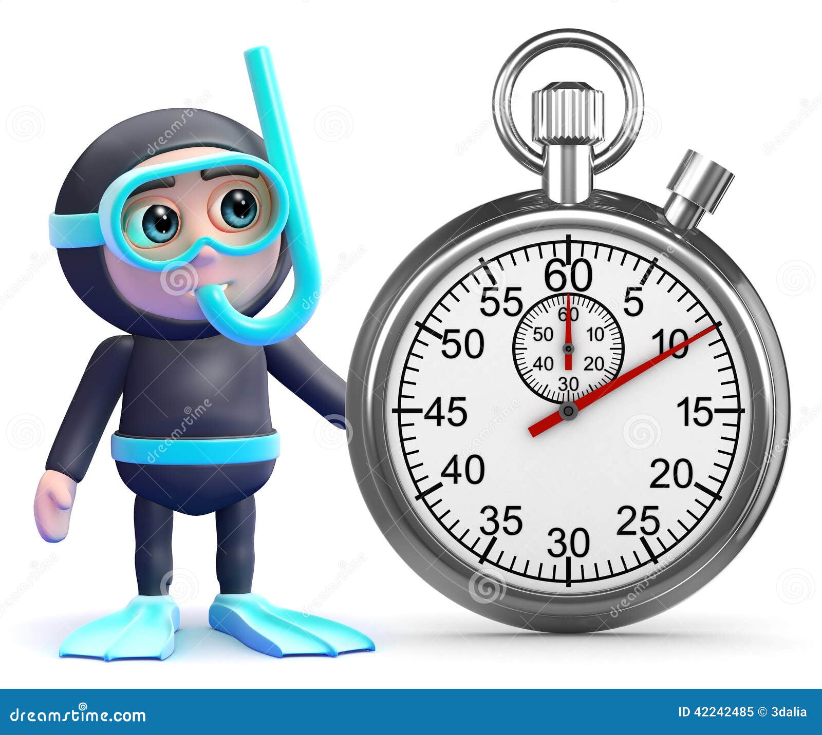 3d Snorkel diver stopwatch stock illustration. Illustration of mask ...