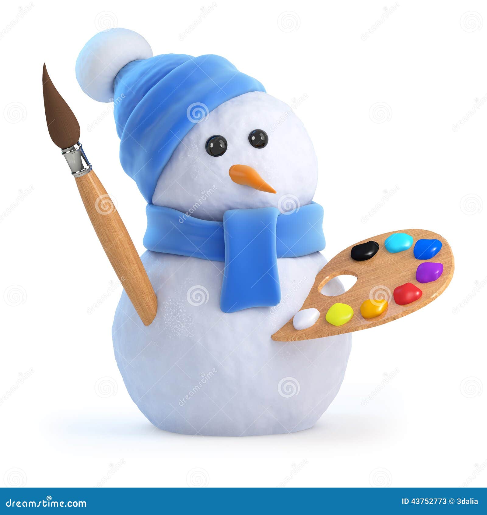 3d Snowman artist stock illustration. Illustration of christmas - 43752773
