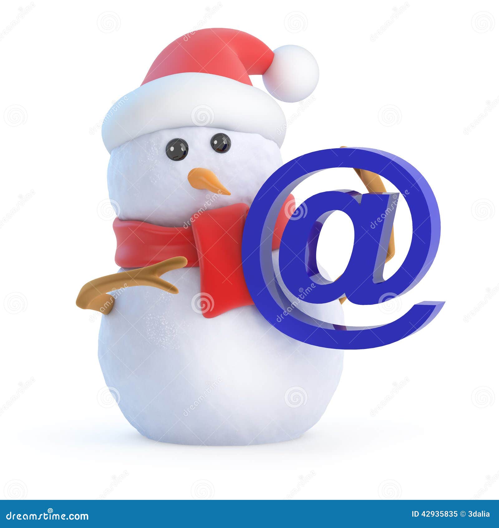 3d Snowman Has an Email Address Stock Illustration - Illustration of ...