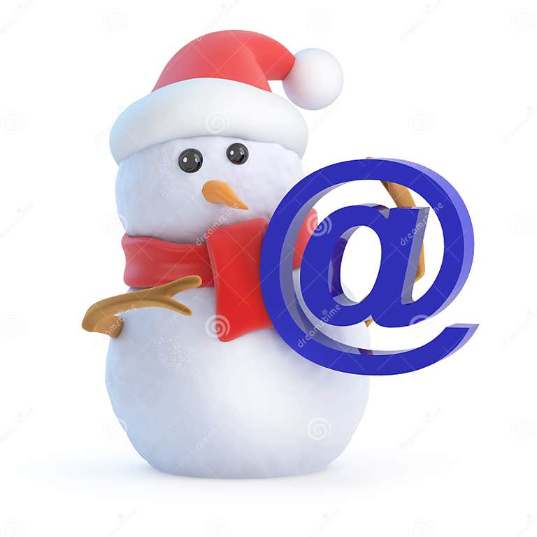 3d Snowman Has an Email Address Stock Illustration - Illustration of ...