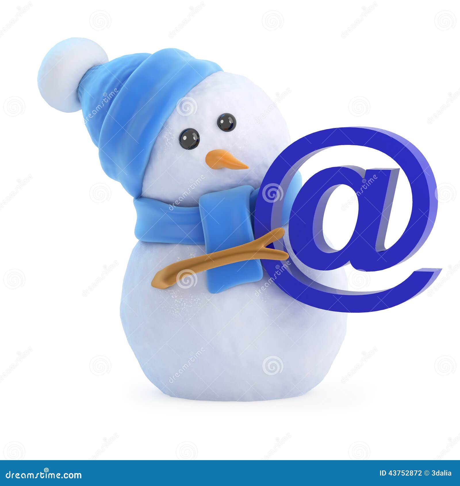 3d Snowman Has an Email Address Stock Illustration - Illustration of ...
