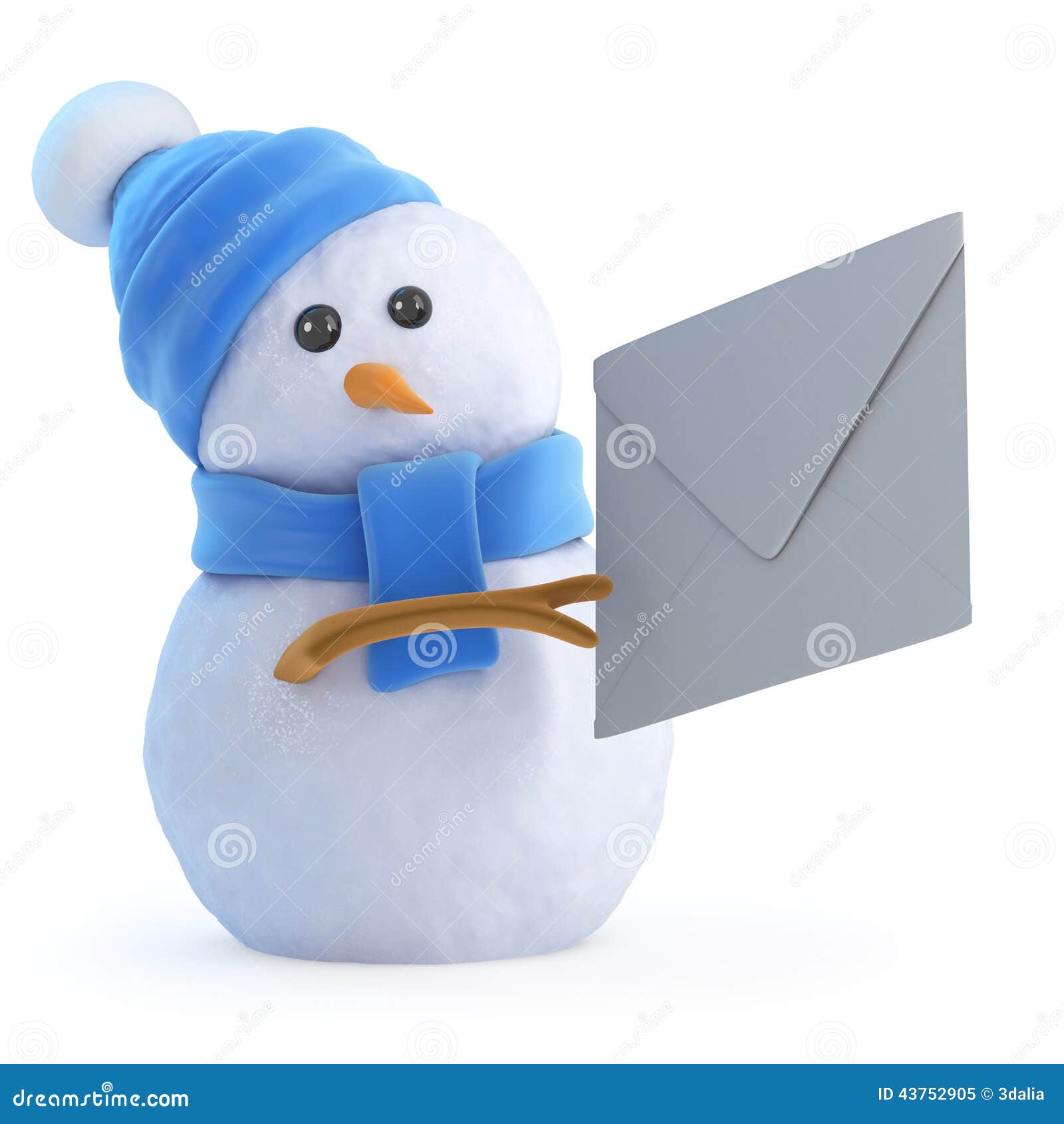 3d Snowman has mail stock illustration. Illustration of snowman - 43752905