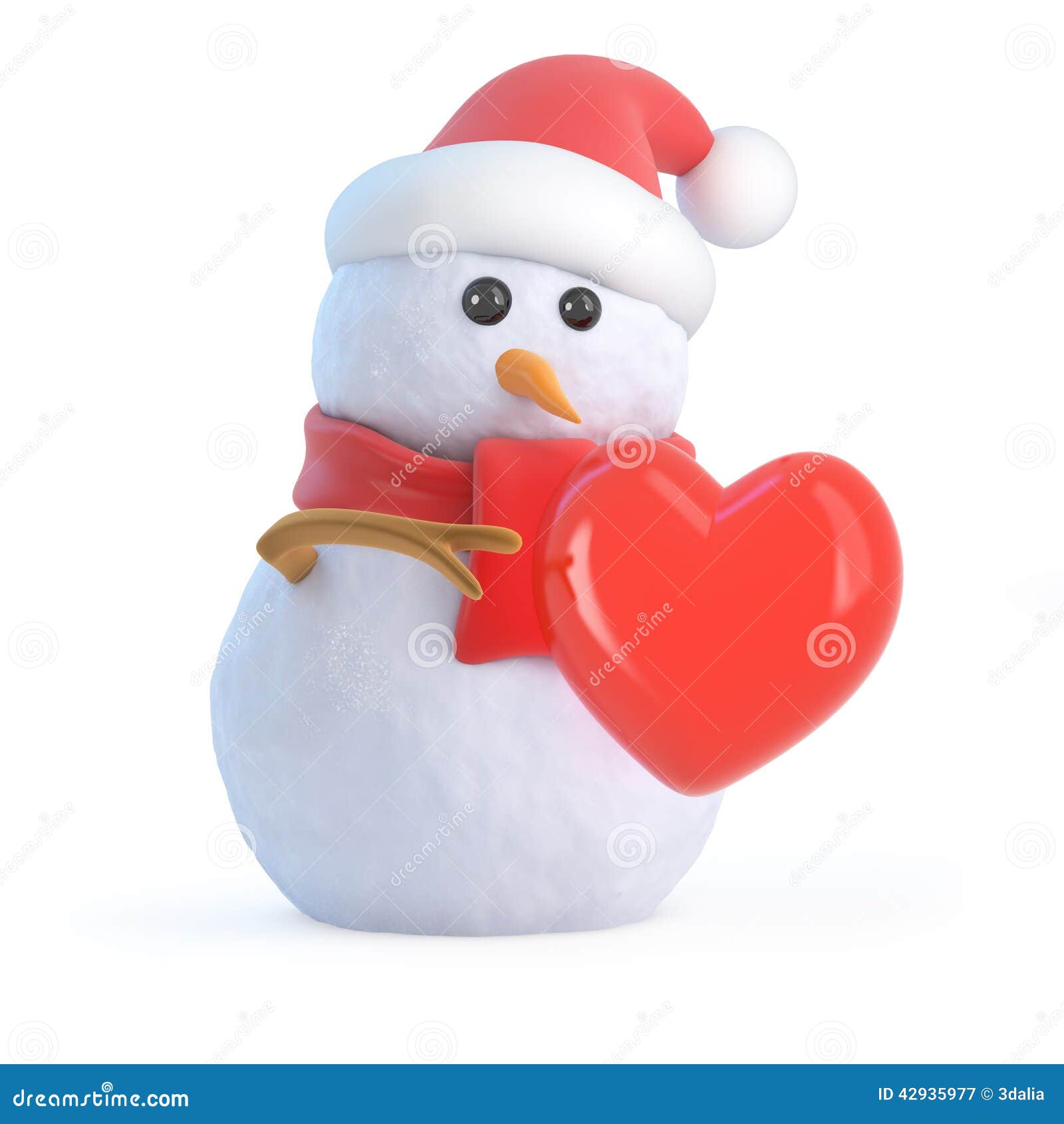 3d Snowman Hugs a Romantic Heart Stock Illustration - Illustration of ...