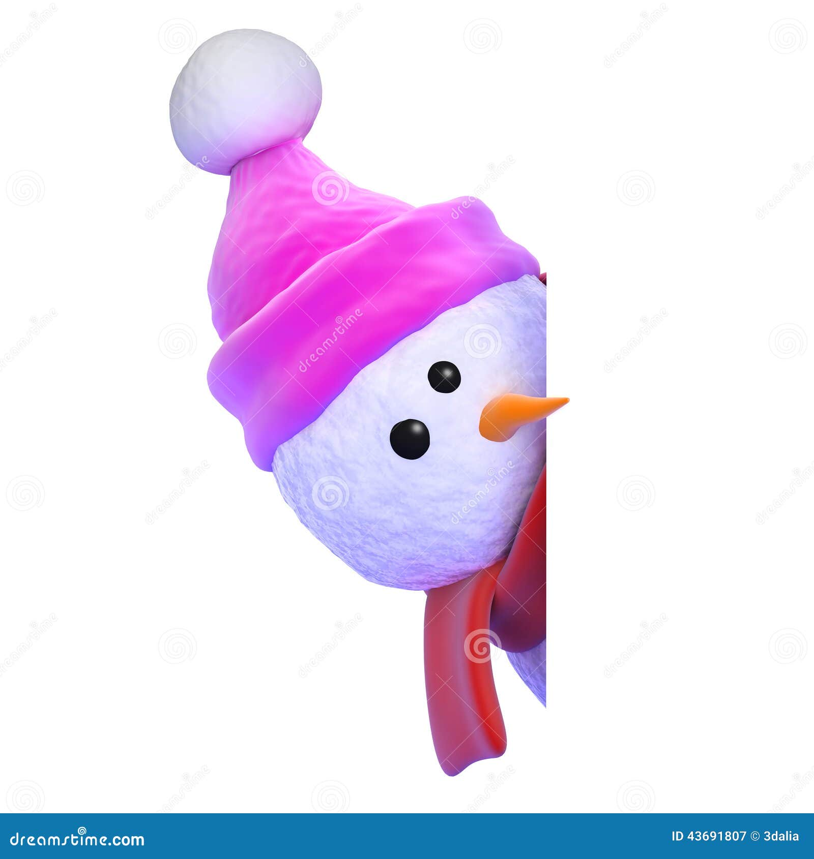 3d Snowman Peeps Round the Corner Stock Illustration - Illustration of ...