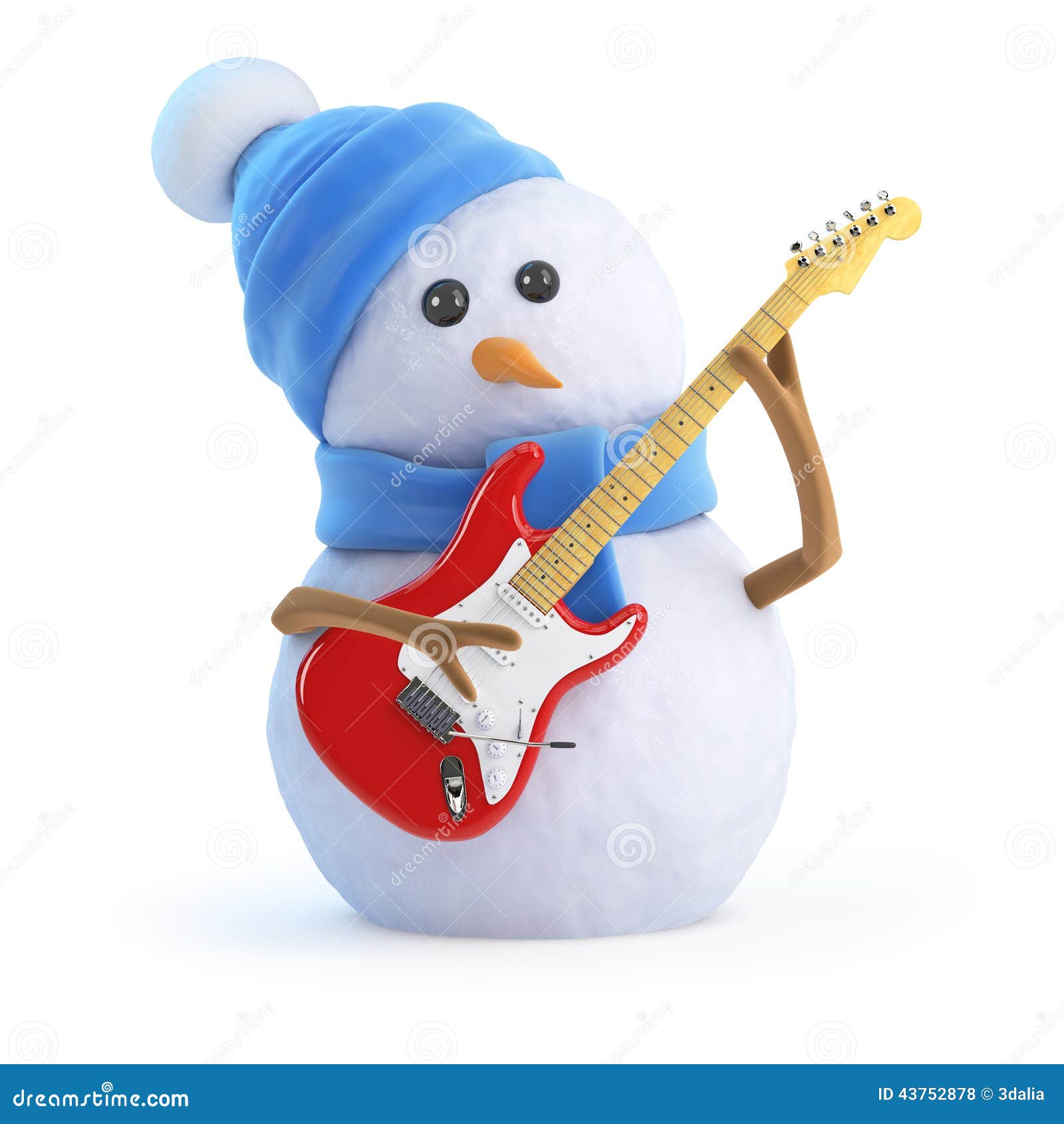 3d Snowman Plays Electric Guitar Stock Illustration - Illustration of ...