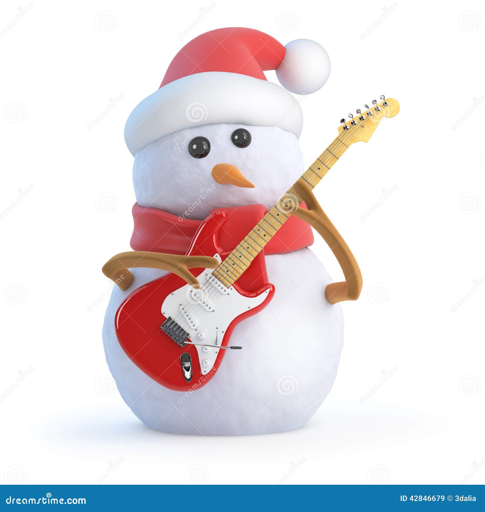3d Snowman Plays Electric Guitar Stock Illustration - Illustration of ...