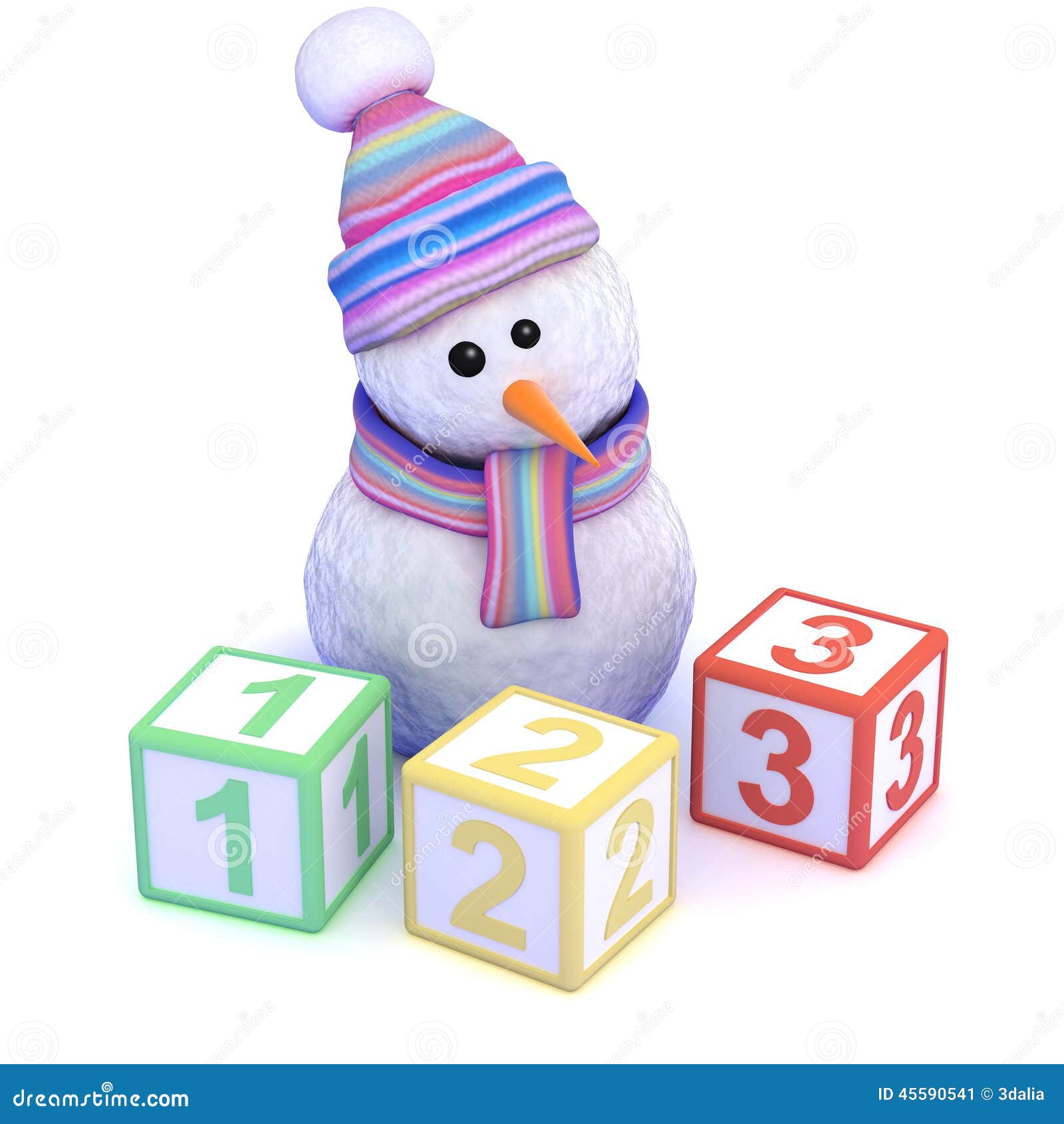 3d Snowman teaches math stock illustration. Illustration of concept ...
