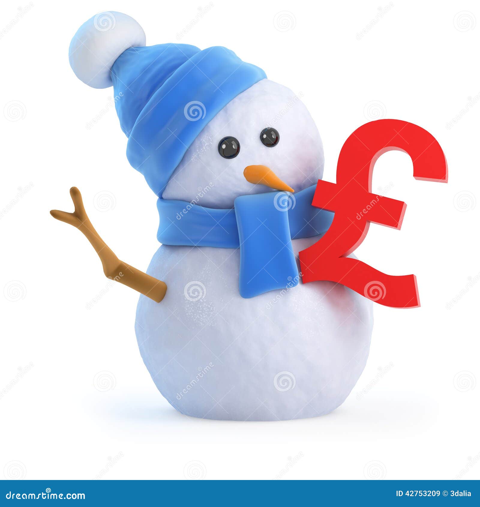 3d Snowman with UK Pounds Sterling Symbol Stock Illustration ...