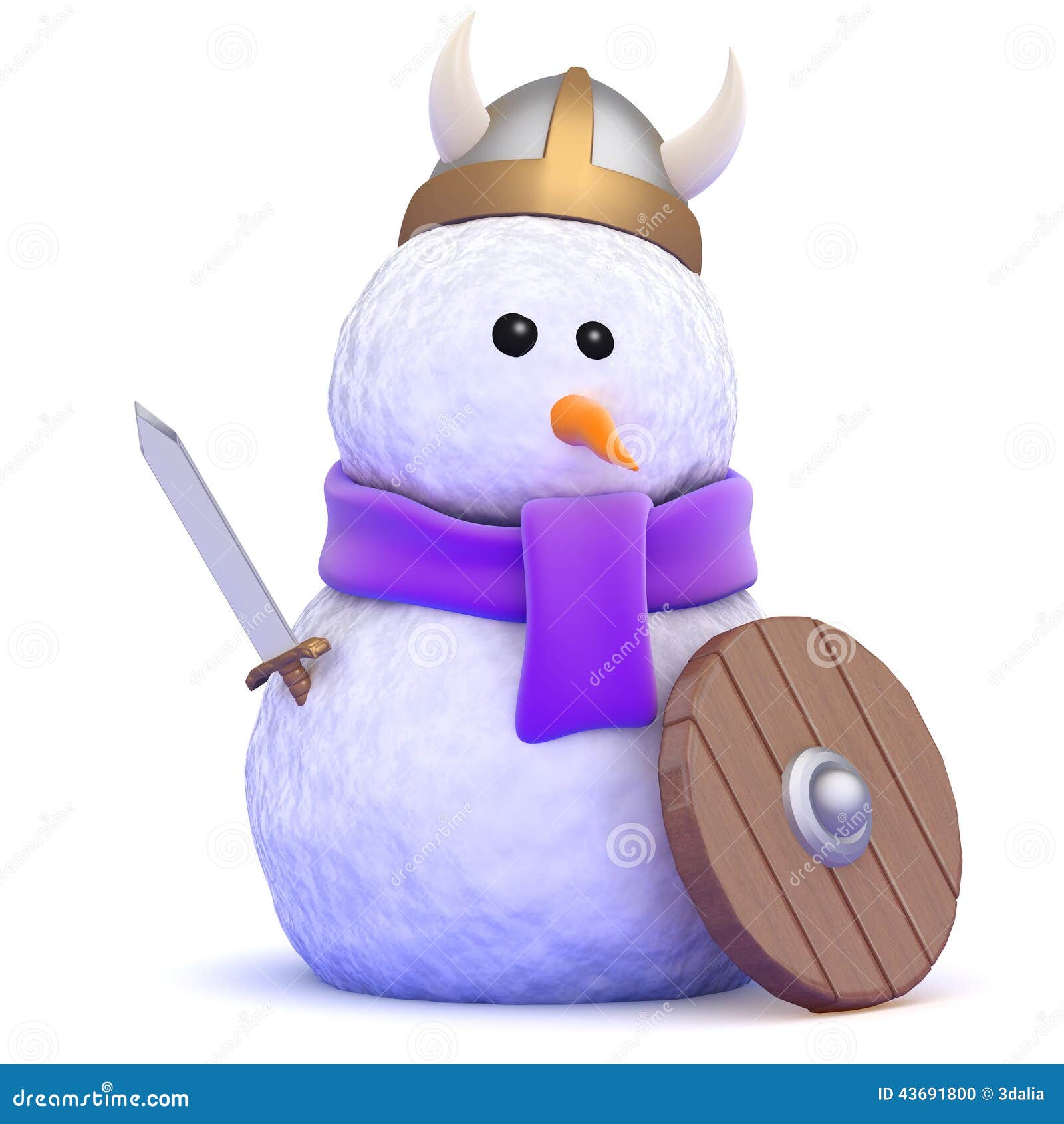 3d Snowman viking warrior stock illustration. Illustration of sword ...