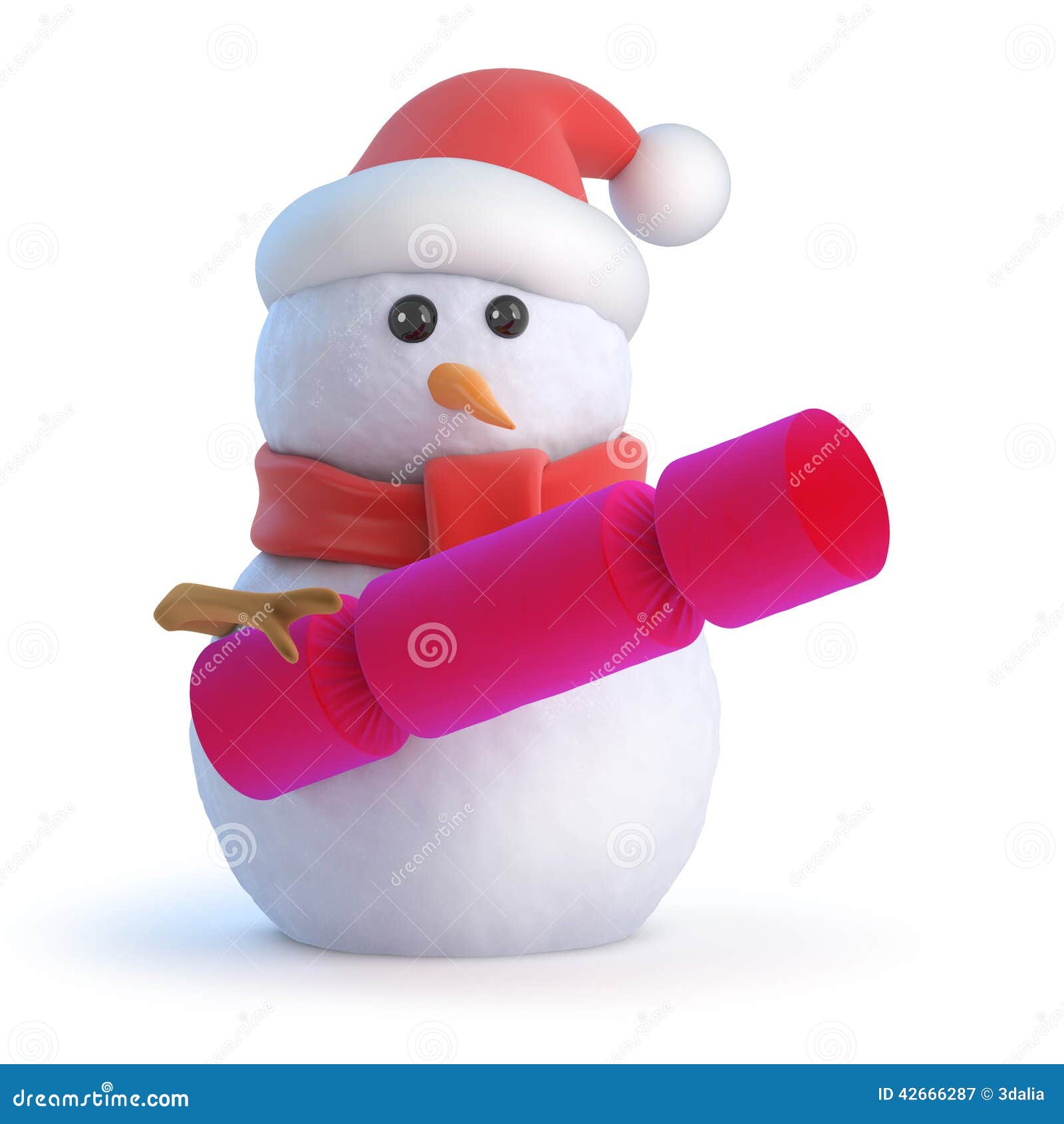 3d Snowman Wants To Pull a Christmas Cracker Stock Illustration ...