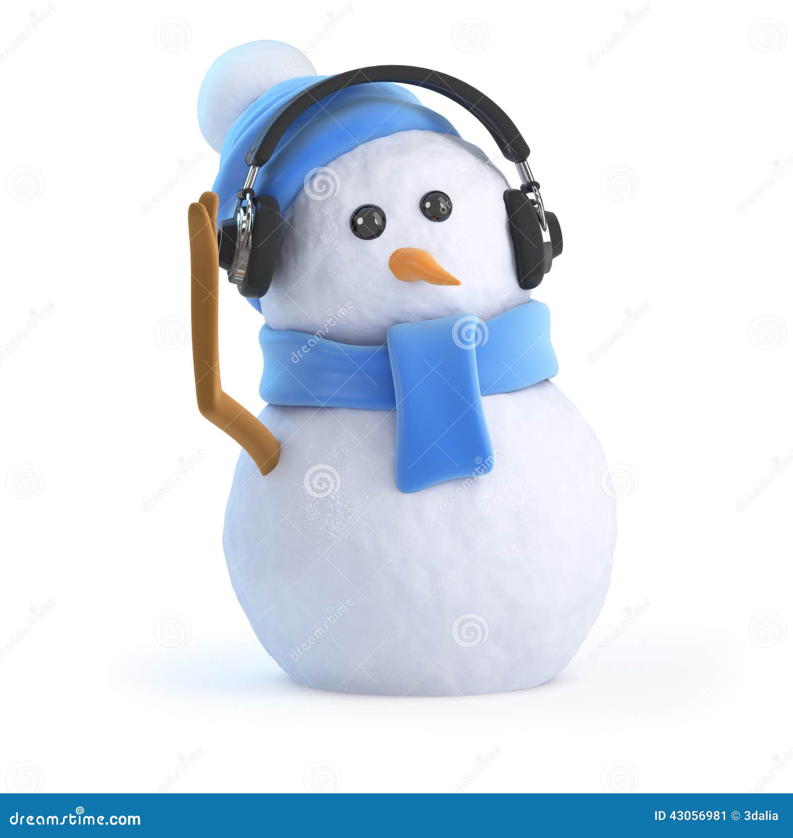 3d Snowman Wearing Headphones Stock Illustration - Illustration of ...