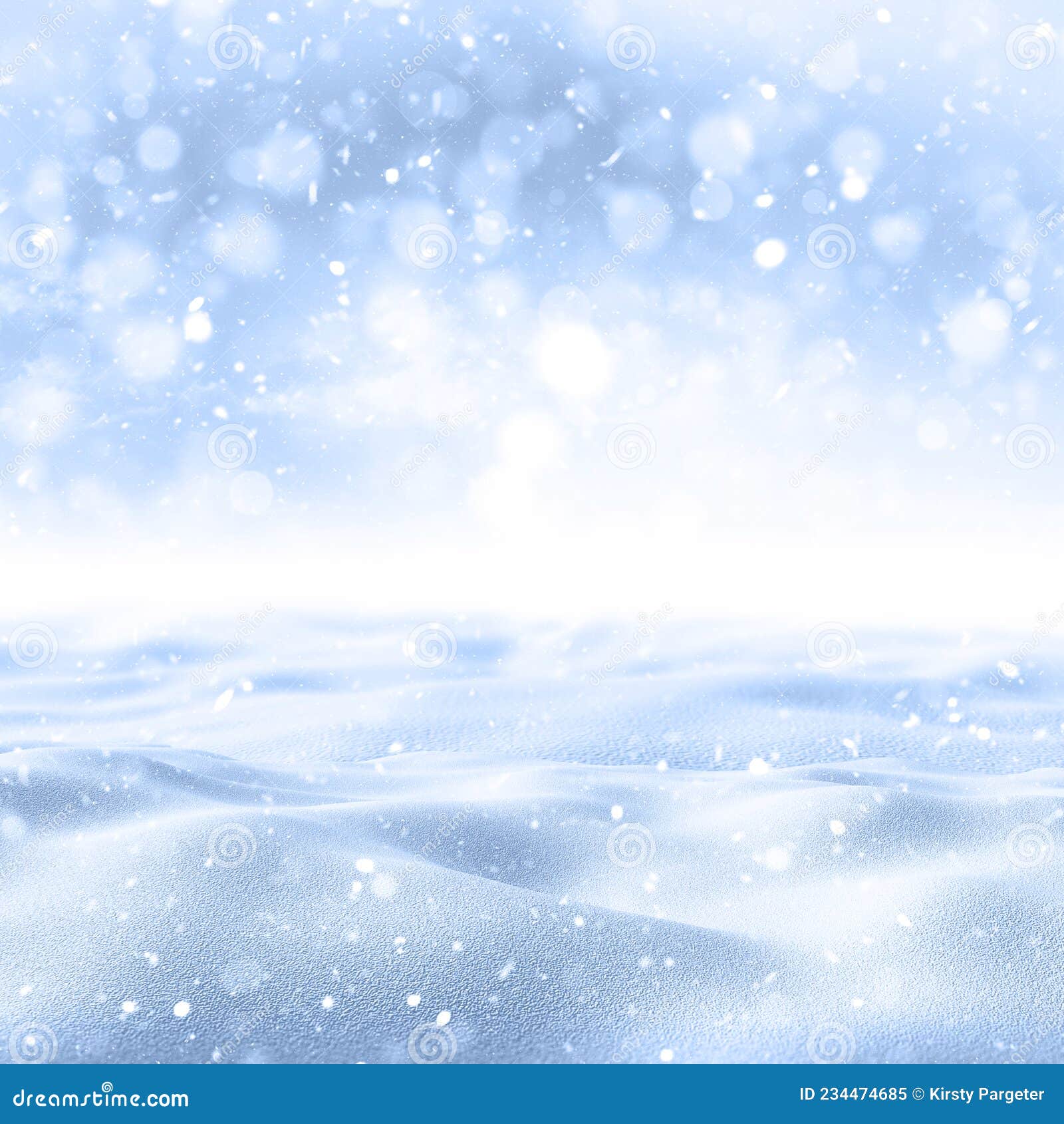 3D Snowy Landscape with Falling Snow Stock Illustration - Illustration ...