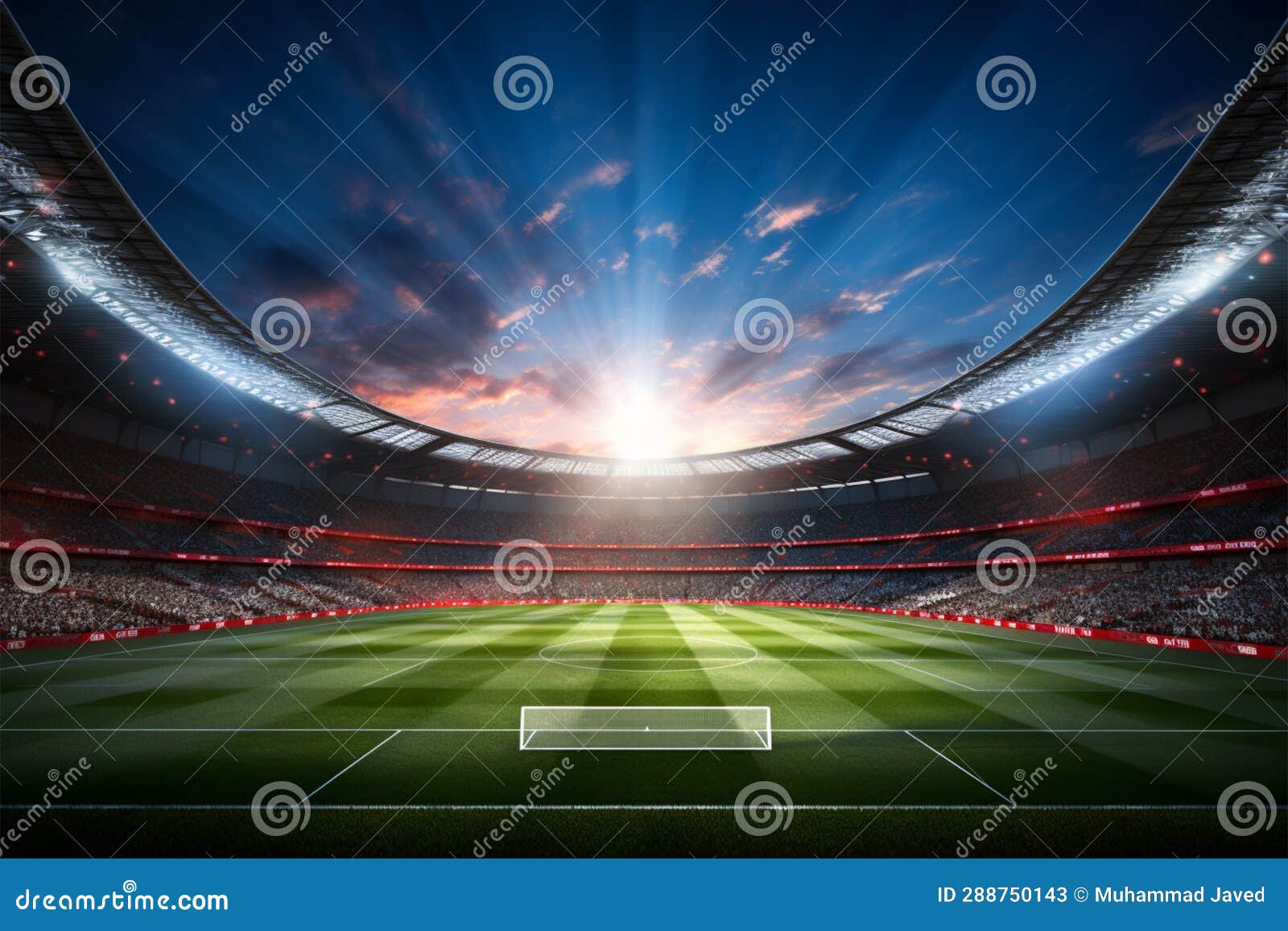 3D Soccer Stage, Rendered Stadium Hosts Bustling Field Action Stock ...