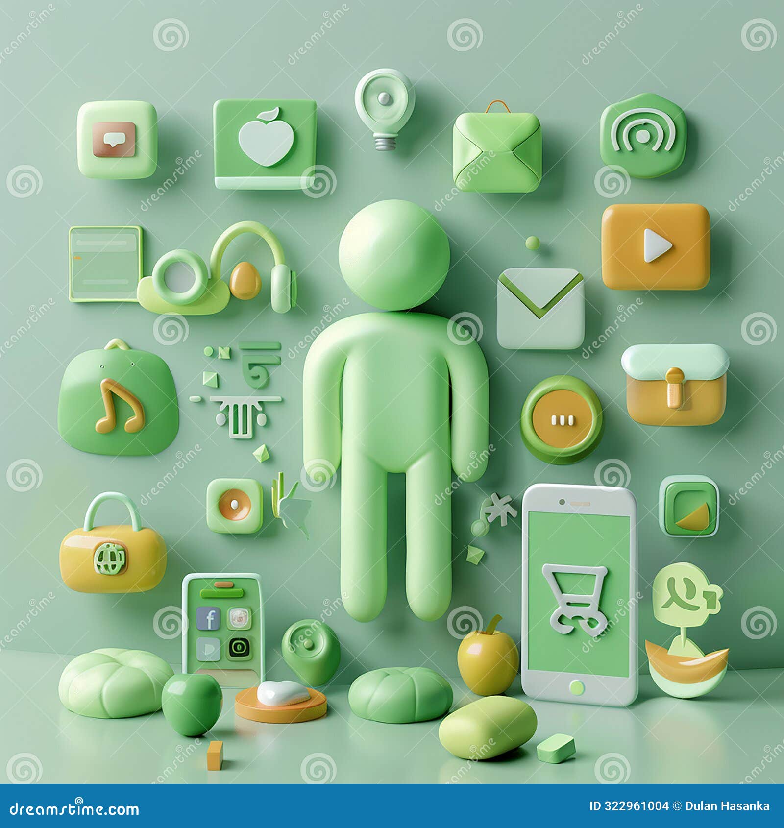 3D Social Media Icon Flying Everywhere Stock Illustration ...