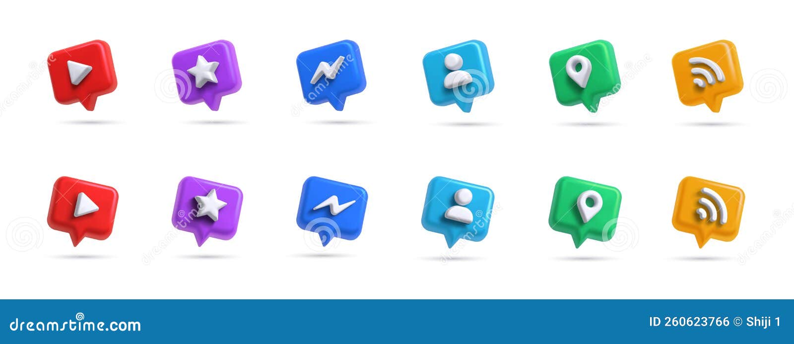 3d social media icon set stock vector. Illustration of contact - 260623766