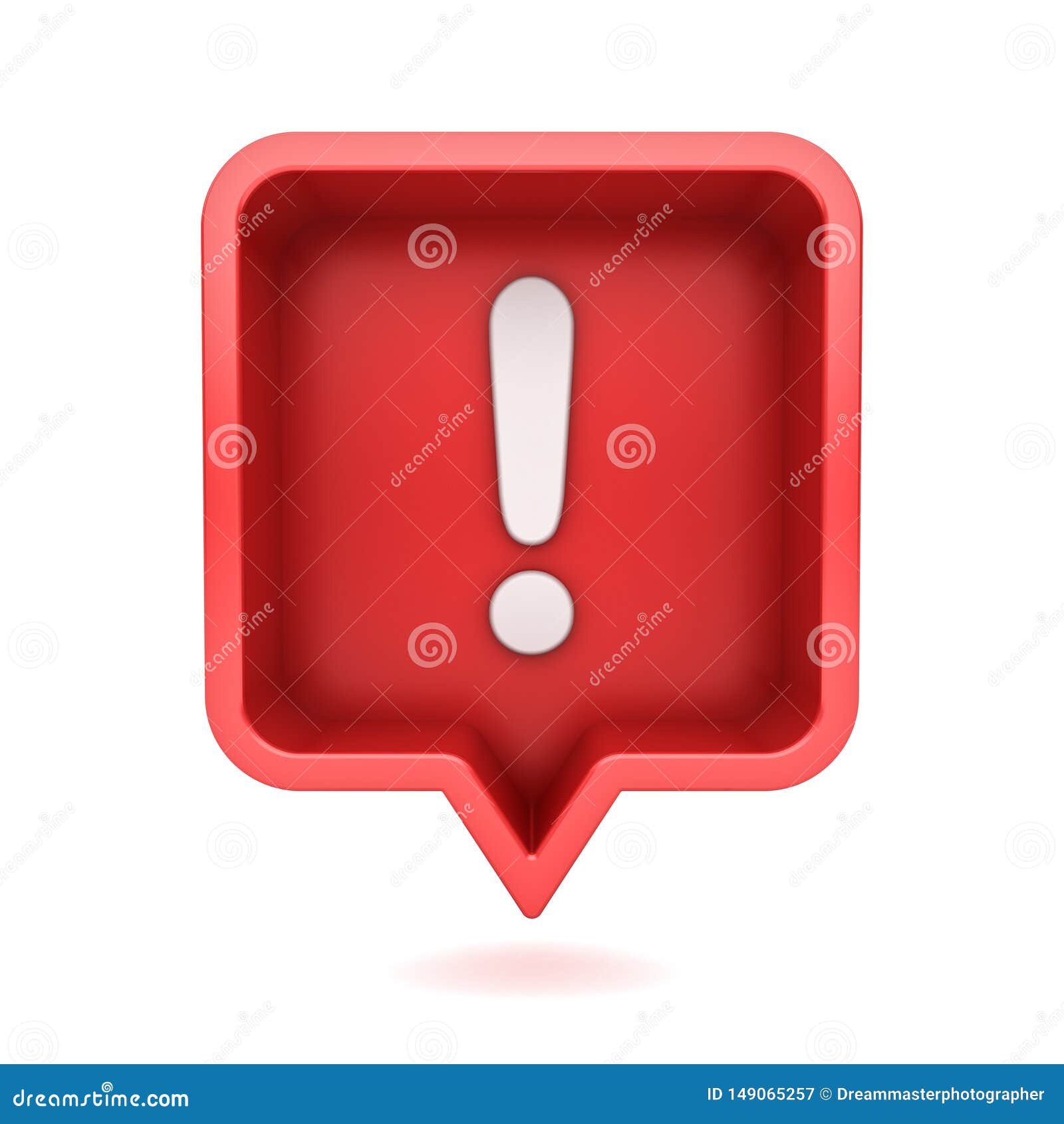 3d Social Media Notification Exclamation Mark Icon in Red Rounded ...