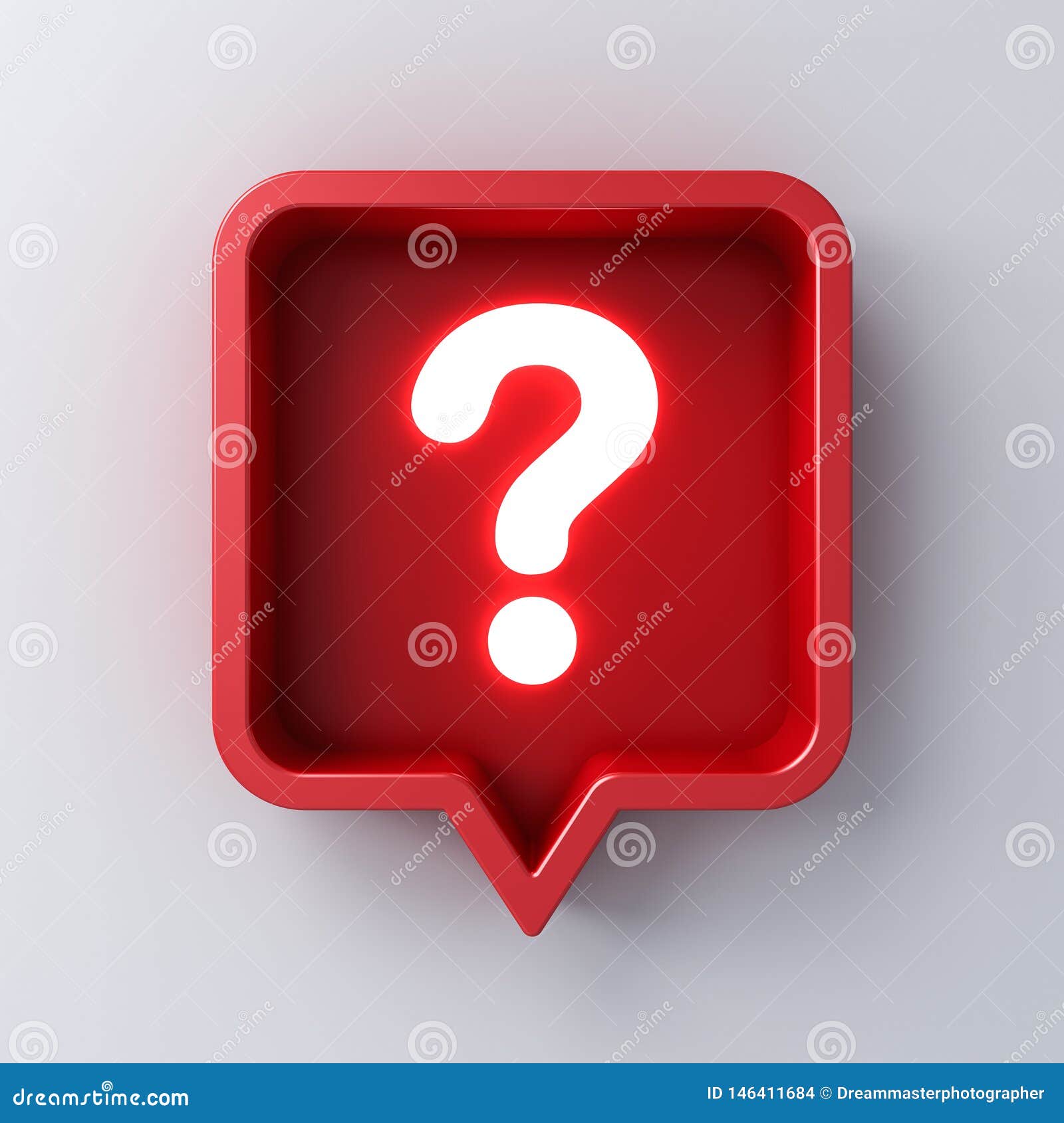 3d Social Media Notification Neon Light Question Mark Icon In Red ...