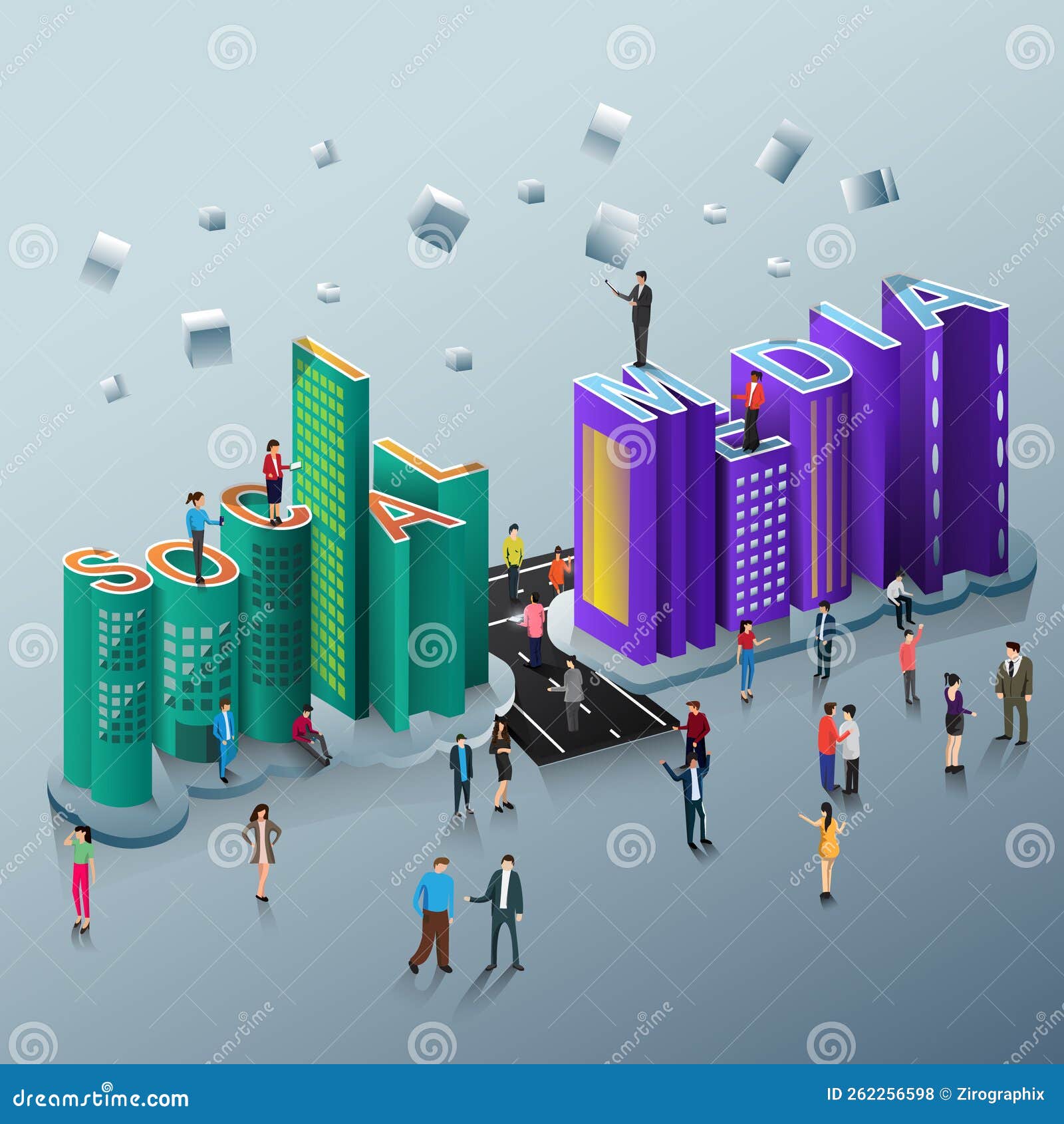 3d Social Media People Isometric Vector Art Illustration Stock